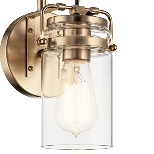 Kichler Brinley 24" Vanity Light in Brushed Nickel, 3-Light Farmhouse Bathroom Vanity Light with Clear Glass, (24" W x 10" H), 45689NI