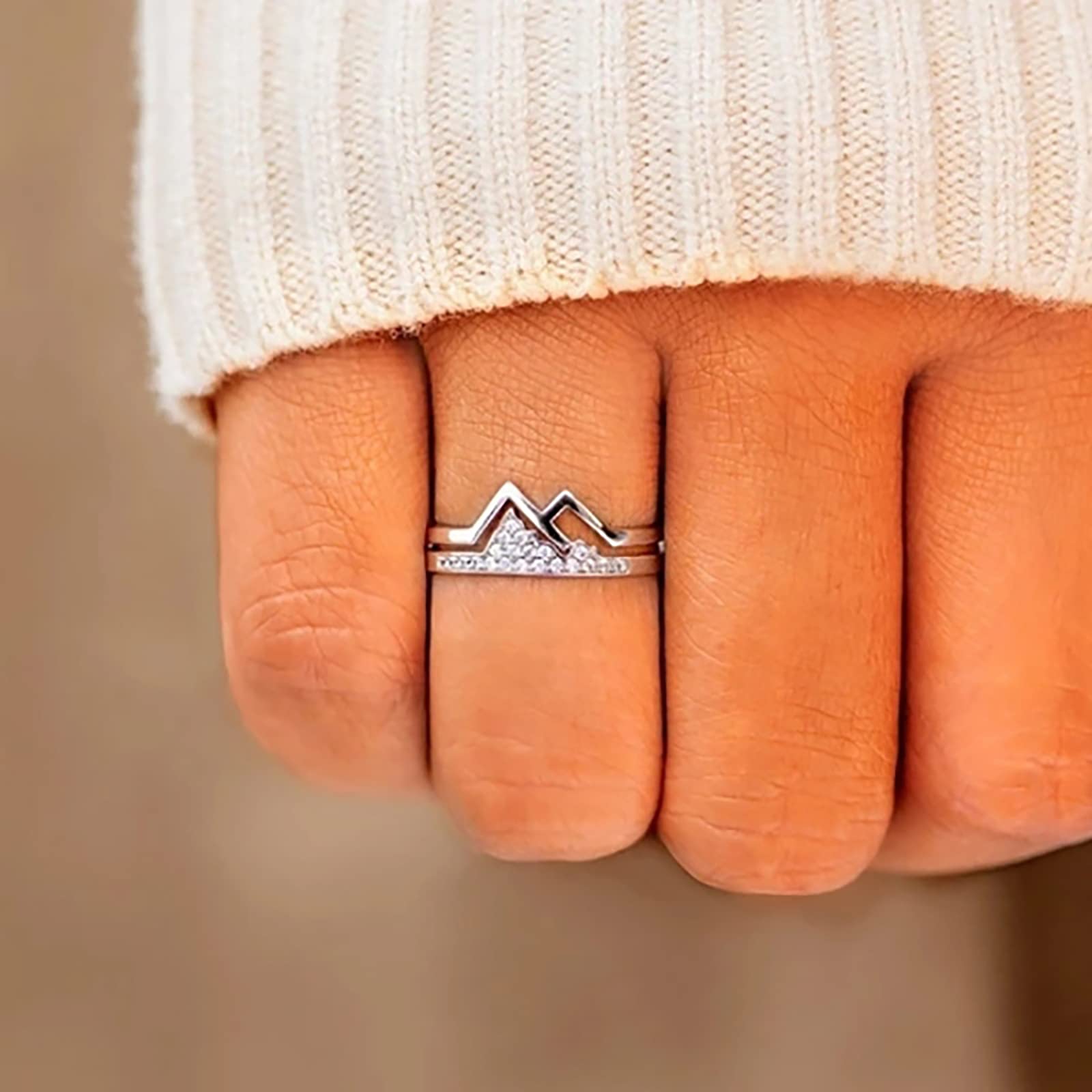 Mountain Ring, Daughter Faith Moves Mountains Pavé Mountain Ring, Sterling Silver Plain Mountain Design Ring, 925 Silver Mountain Band Ring, Gift For Women And Grils (7)