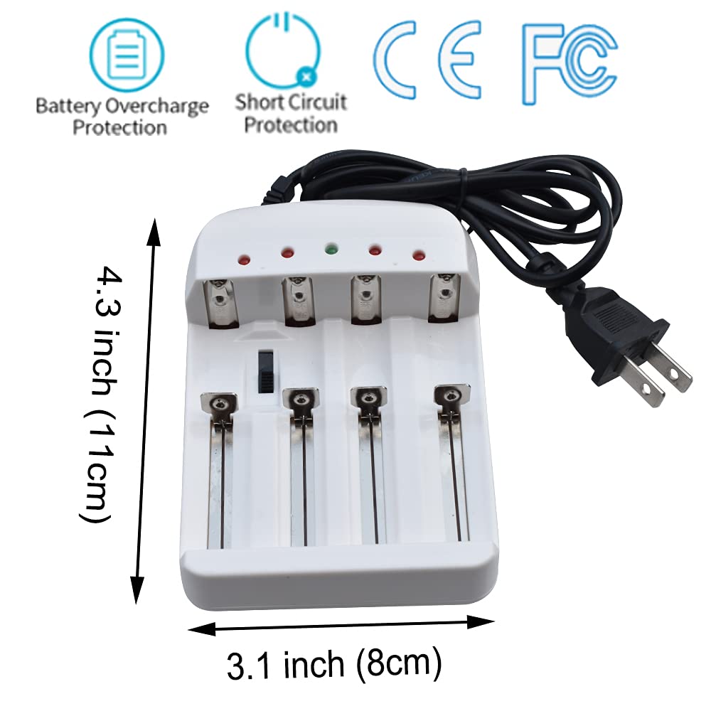 Shockli AA 3.2V Rechargeable Solar Battery with LiFePO4 Charger, AA 3.2 Volt LiFePO4 Solar Battery (4-Pack) for Solar Panel Outdoor Garden Lights
