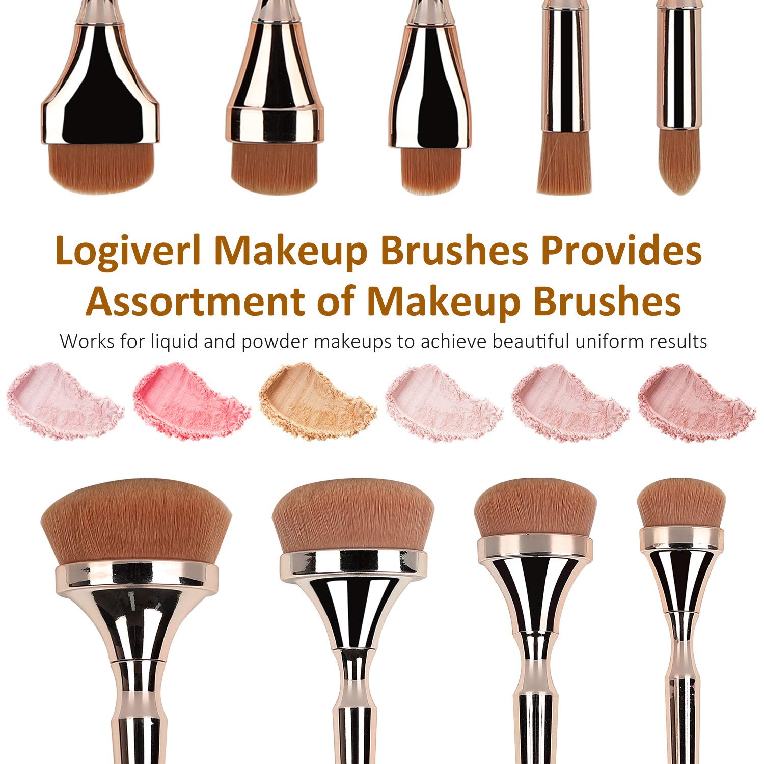 Logiverl 15 Pieces Eye Makeup Brushes Included Eyeshadow Eyebrow Concealer Blending Mini Fan Brush with Wooden Handle(Pink)……