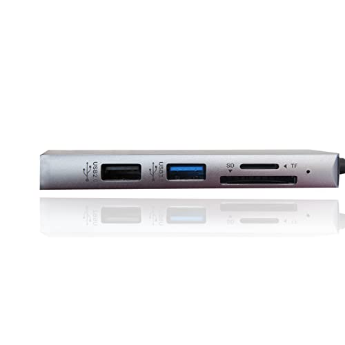 USB C Hub 5 in 1 USB C to HDMI Adapter with 4K HDMI Output USB 3.0 SD/TF Card Reader Compatible for MacBook Pro iPad Pro XPS Surface Pro/Go More Type C Devices