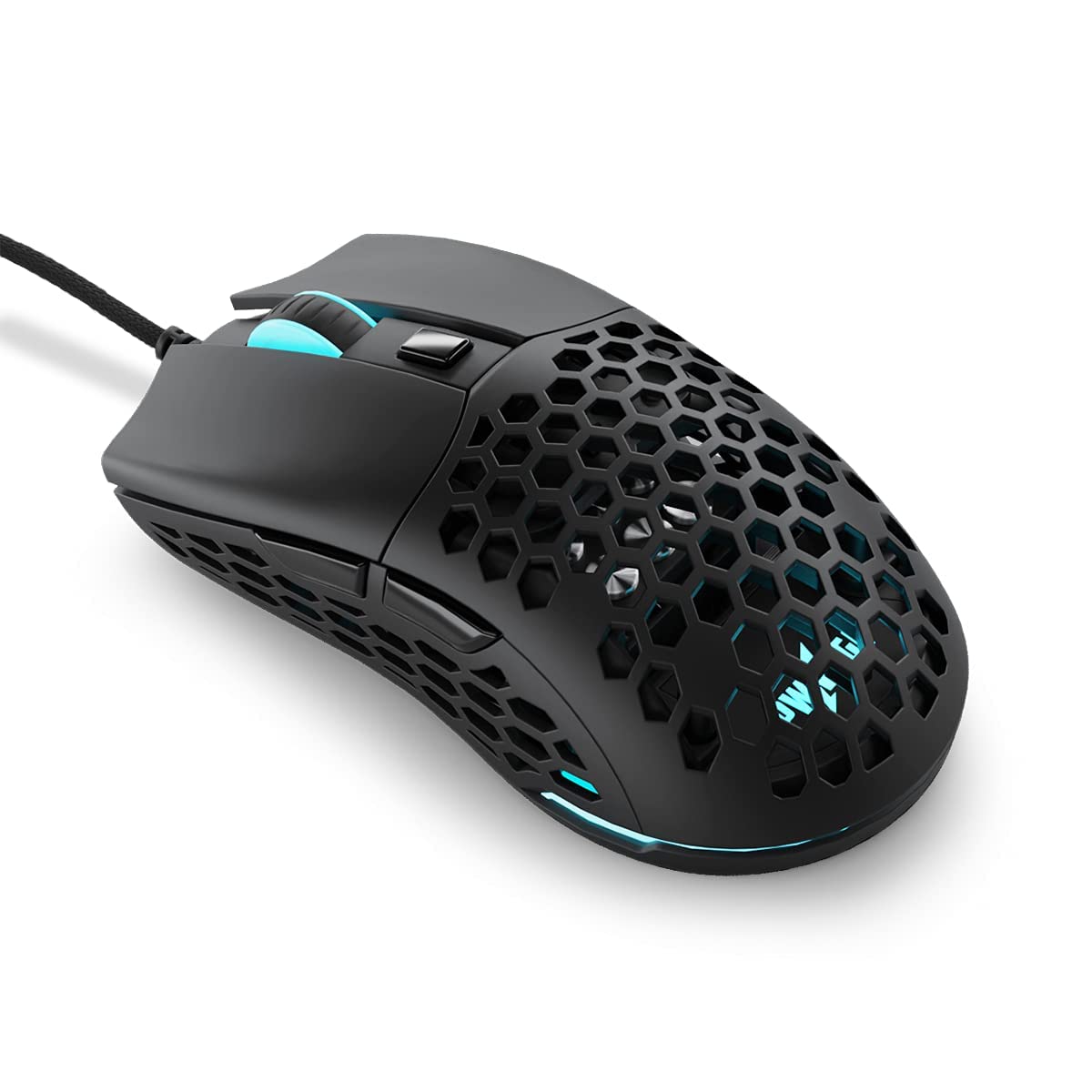 PWNAGE Ultra Custom Symm 2 RGB Gaming Mouse - Esports Flawless Professional PMW3389 Optical Sensor 16,000 DPI - Flexible Paracord Cable - 100% PTFE Skates (Honeycomb Sides, Wired, Black)