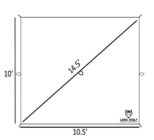 Lone Wolf 10.5' x 10.5' Lightweight Hammock Rain Fly Tent Tarp Water Proof Camping Shelter Ripstop Material UV Protection Sand Resistant Beach Blanket Essential Survival Gear (Desert Storm Camo)