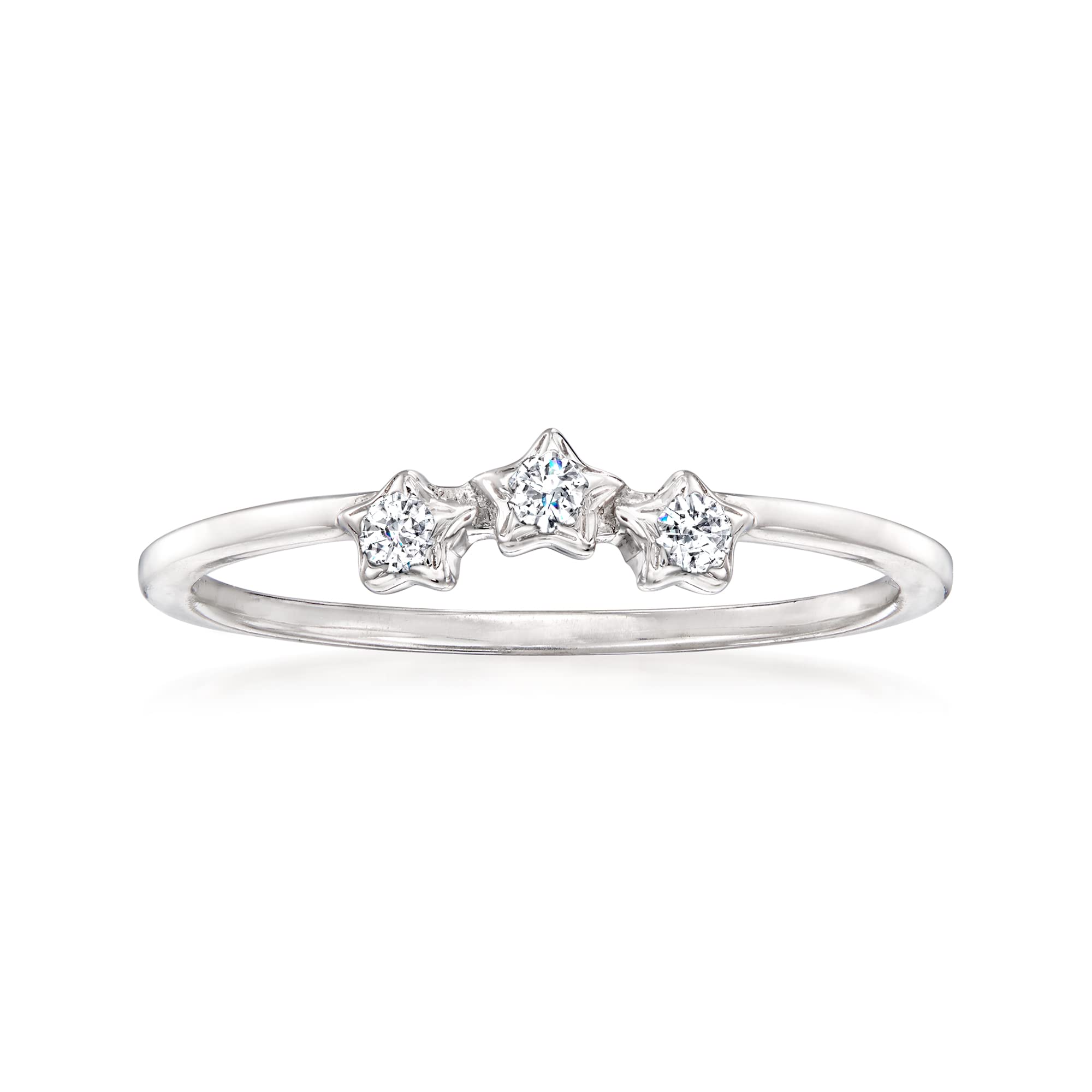 Ross-Simons RS Pure 0.10 ct. t.w. Diamond 3-Star Ring in Sterling Silver. Size 6
