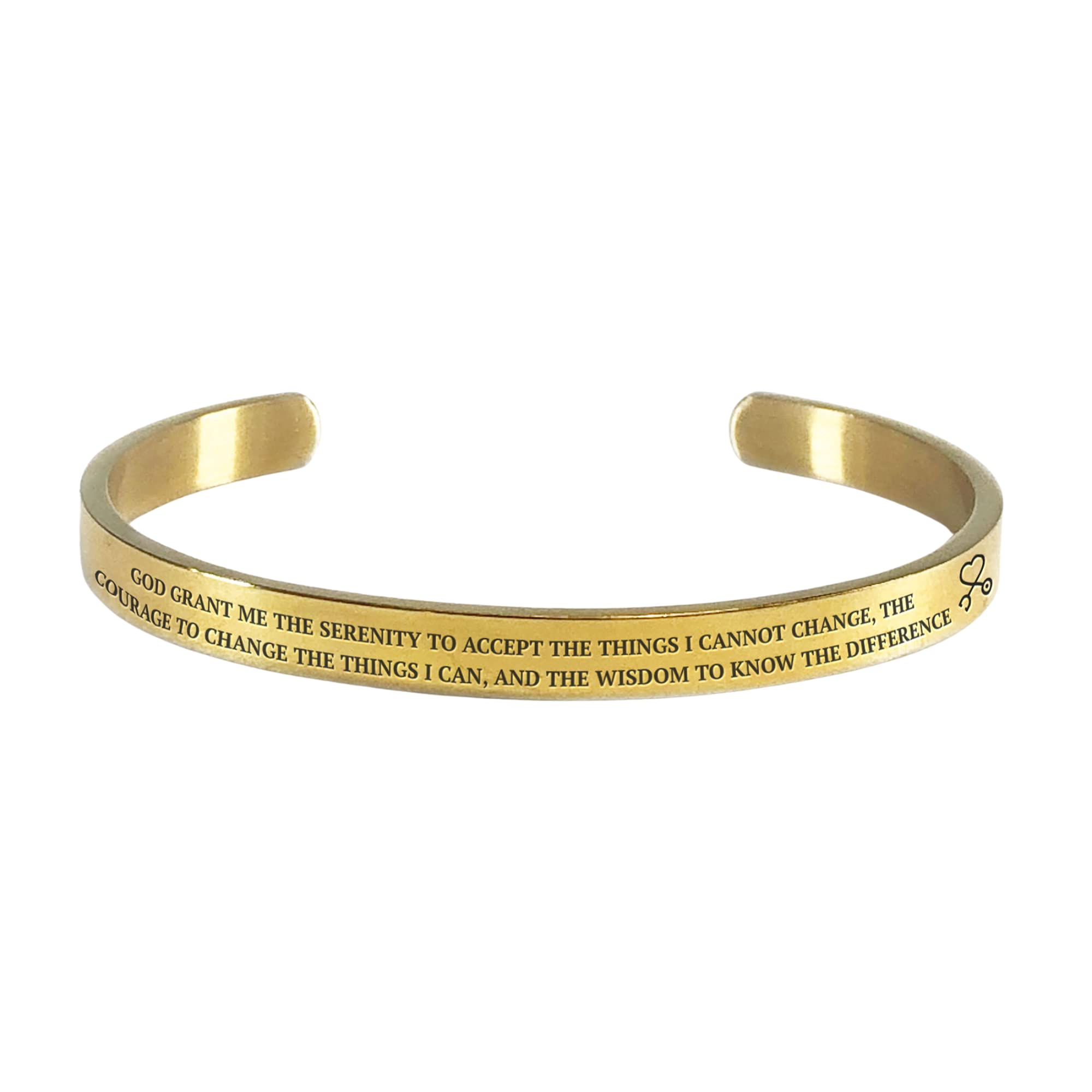 Mint & Lily Serenity Prayer Cuff Bracelet | Personalized Mantra Bangle | Gift for Her | Gold