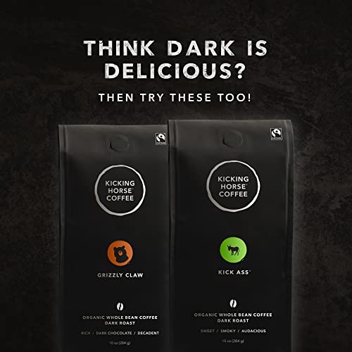 Kicking Horse Coffee, 454 Horse Power, Dark Roast, Whole Bean, 10 oz - Certified Organic, Fairtrade, Kosher Coffee