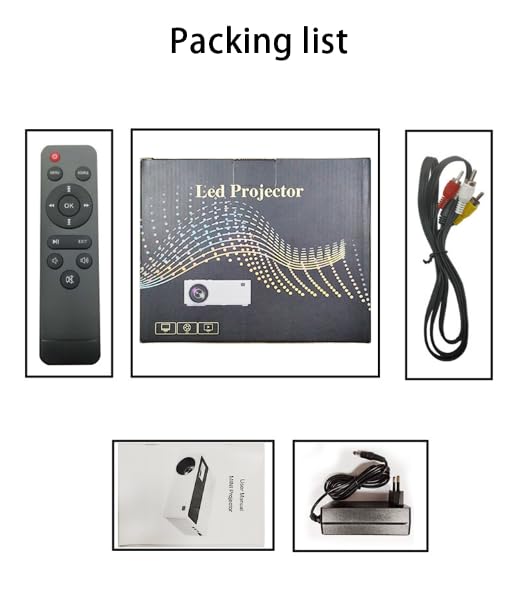 Mini projector iPhone 1080P HD Projector,Portable Projector outdoor Home Theater Projector, Compatible with HDMI, USB, AV, Android /IOS/Windows/ TV box, Crojection Size 30~120 Inches, Send Tripod