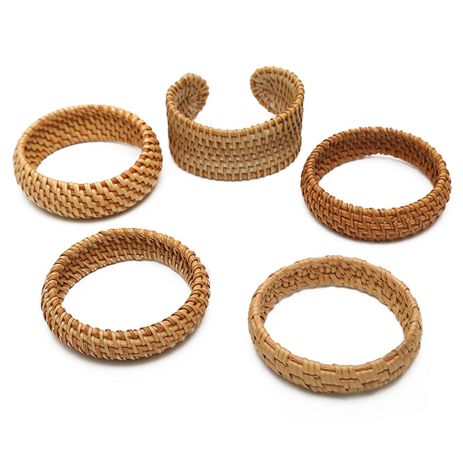 Natural Rattan Bracelet Handmade Lightweight Straw Wicker Braid Woven Bangle Bracelet Ethnic Chunky Bracelet for Women Jewelry-A