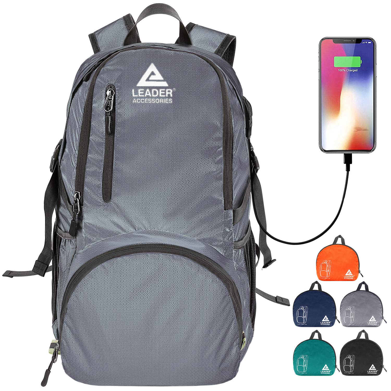 Leader Accessories Foldable Daypack 35L (Grey)