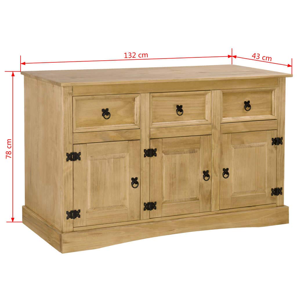 KTHLBRH (Fast Delivery) Industrial Wooden Storage Cabinet Kitchen Buffets Sideboard for Dining Room,Living Room,Bathroom. Sideboard Solid Mexican Pinewood Corona Range 52"x16.9"x30.7"