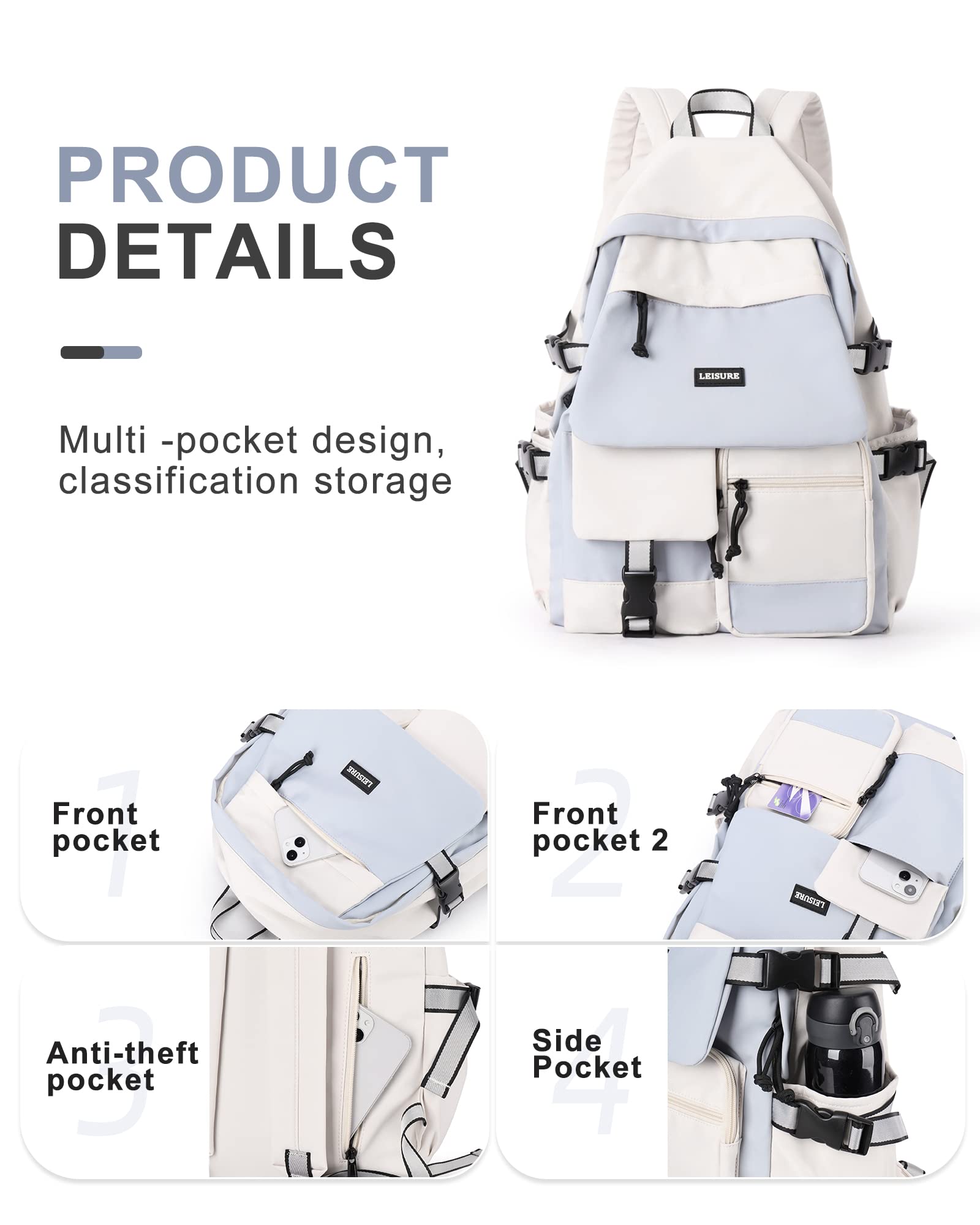 Lightweight Backpack for Men Women, Classic Basic Backpack for College Travel Work, Waterproof Daily Bag Casual Backpack Blue