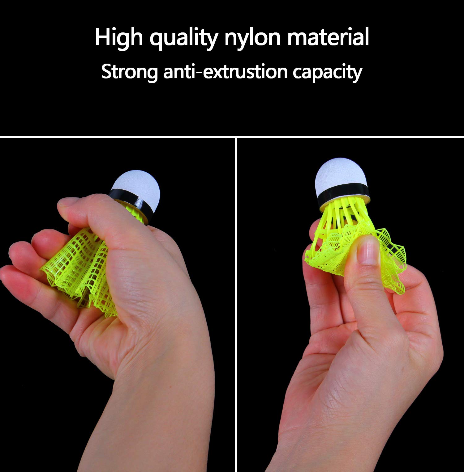 KEVENZ 12-Pack Advanced Nylon Feather Shuttlecocks,77 Grains-High Speed Badminton Balls (Yellow,Nylon)