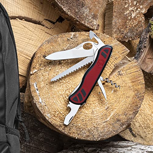 Victorinox Forester M Grip Swiss Army Pocket Knife, Large, Multi Tool, 10 Functions, Wood Saw, Red