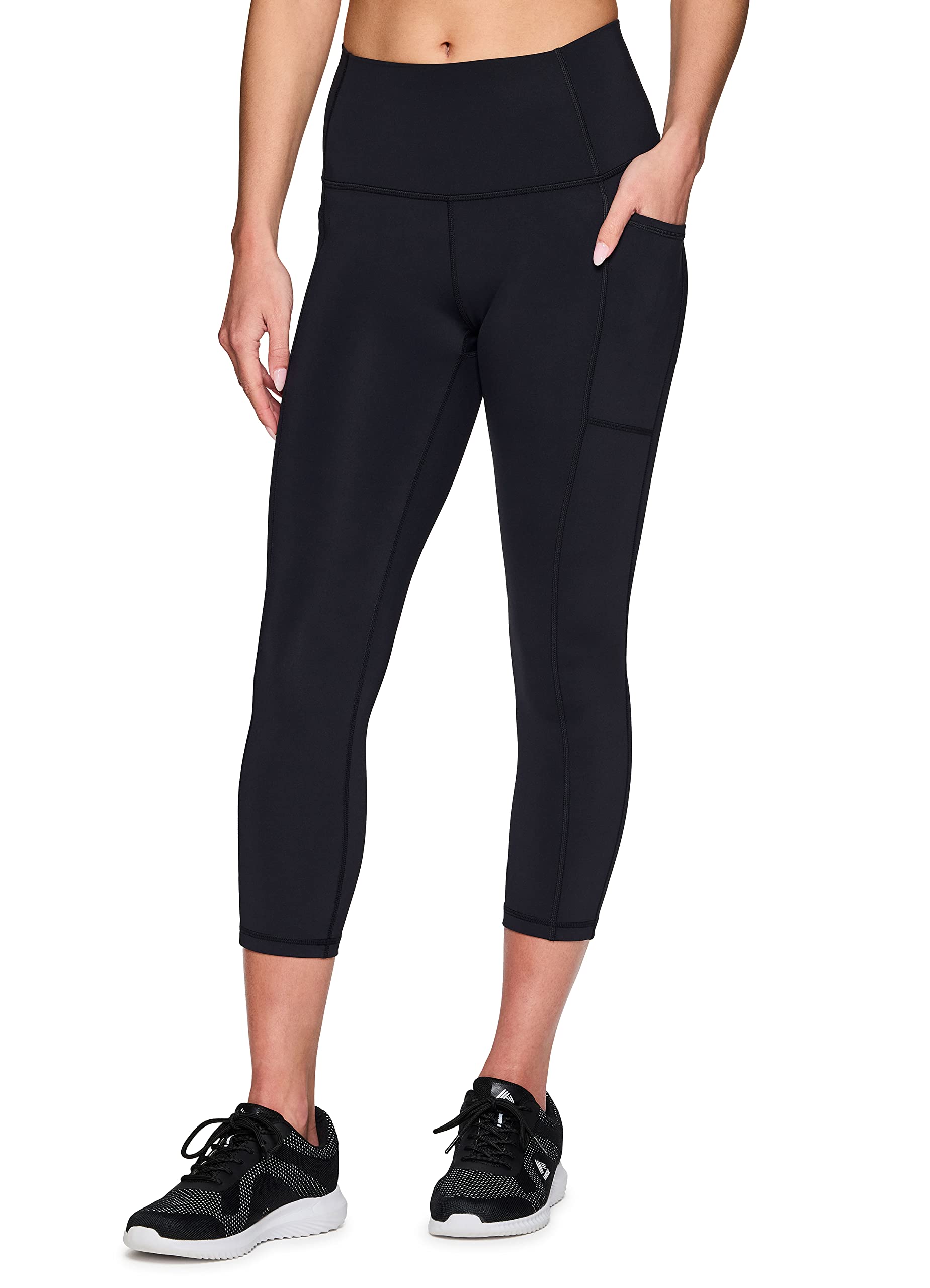 RBX Women's Ultra Hold Squat Proof Cropped Running Yoga Legging Capri Solid Black XXL