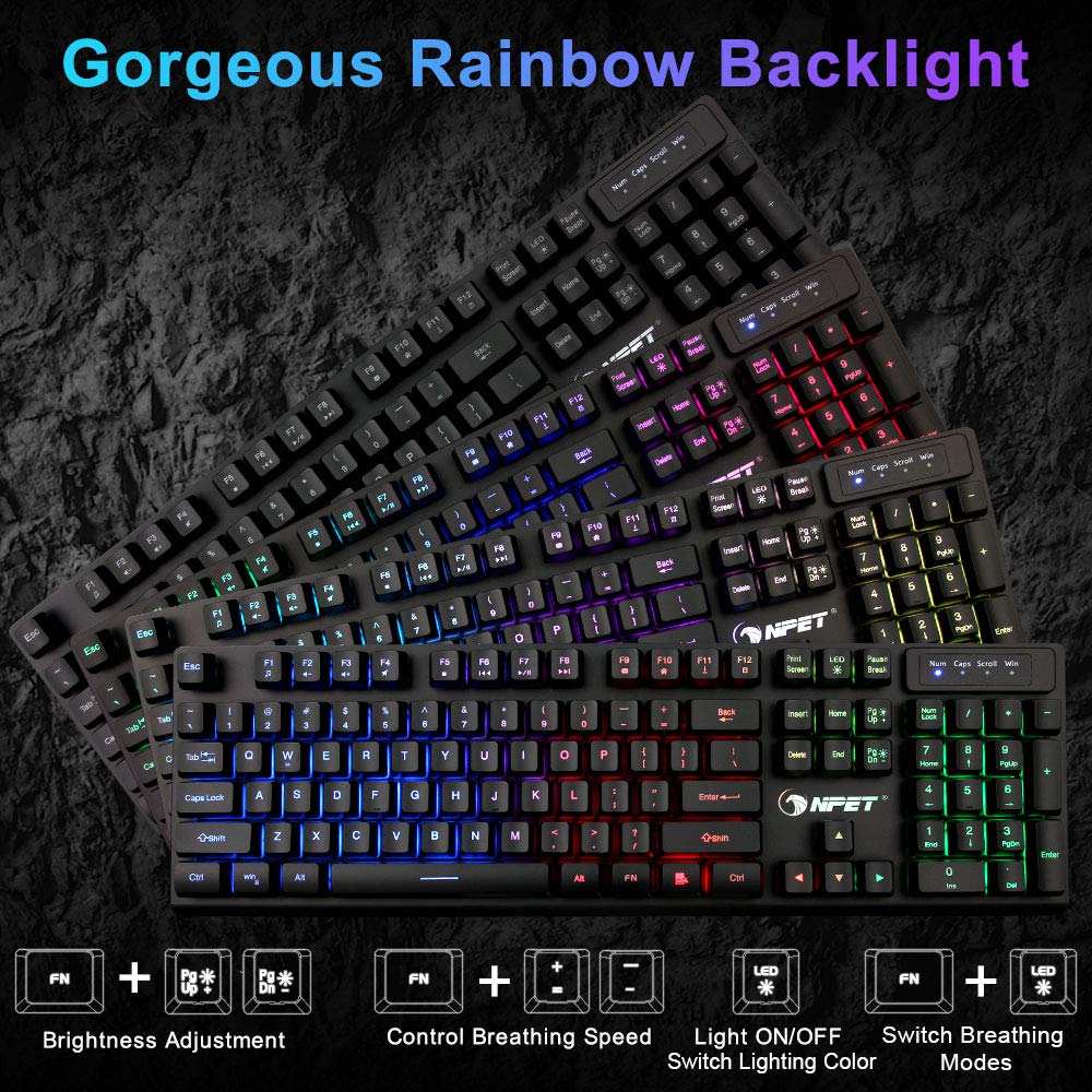 NPET Gaming Keyboard and RGB Computer Speakers