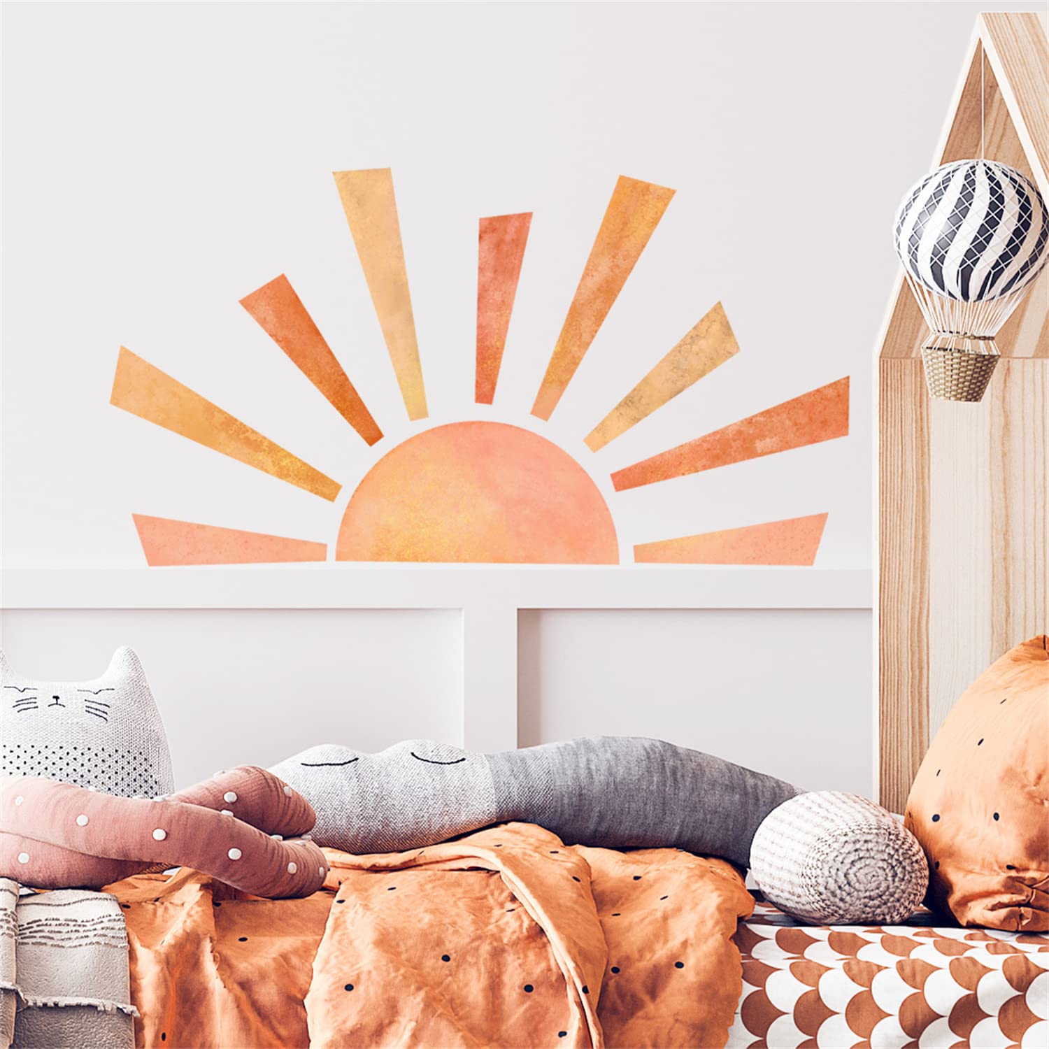 Watercolor Boho Wall Decal, Boho Peel and Stick Sunshine Vinyl Wall Decals for Kids Room Nursery Playroom (Boho1)