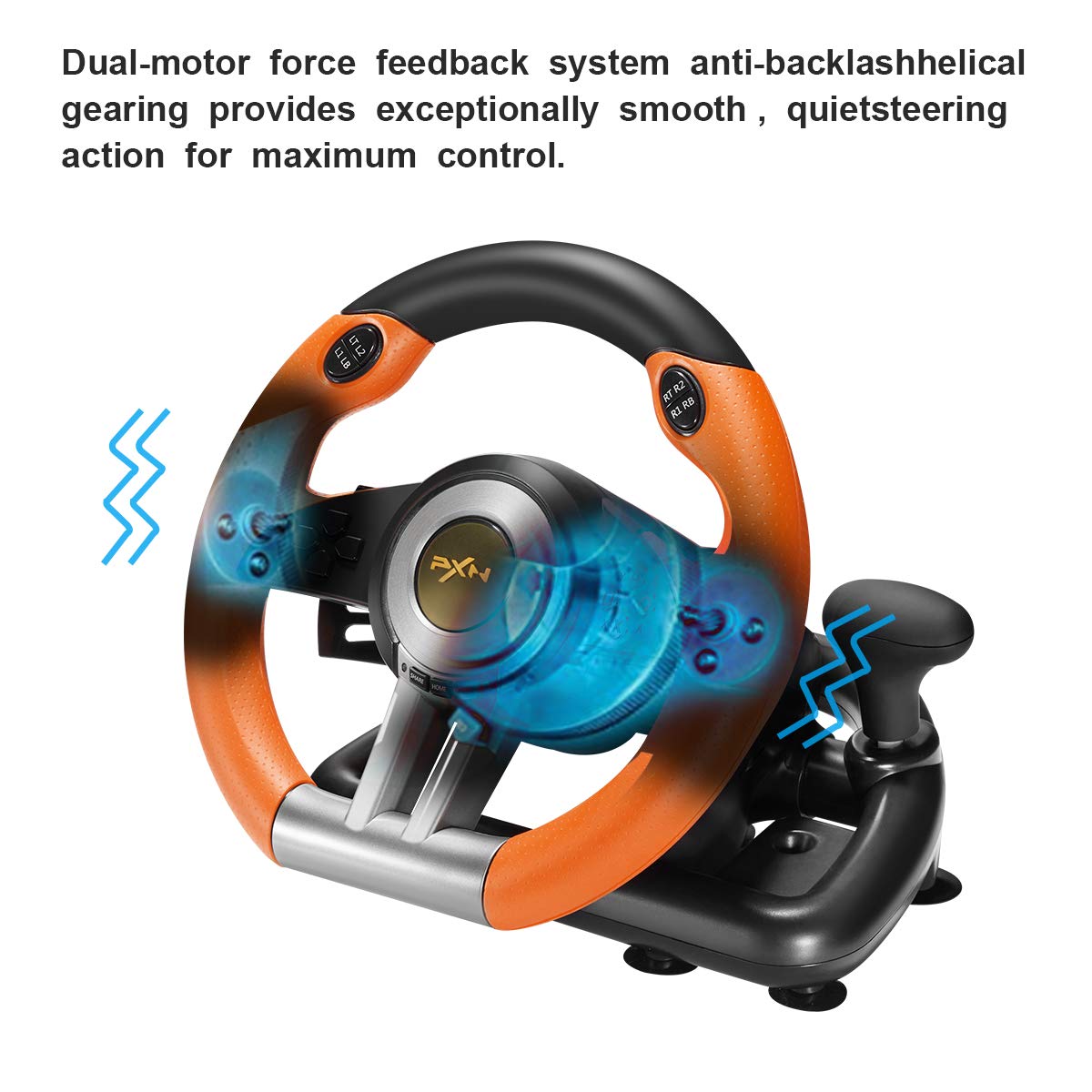 PXN V3IIBK PC Racing Wheel Game Steering Wheel, Used - Like New Driving Wheel Volante PC 180 Degree Racing with Pedal for Windows PC, PS3, PS4(orange02)