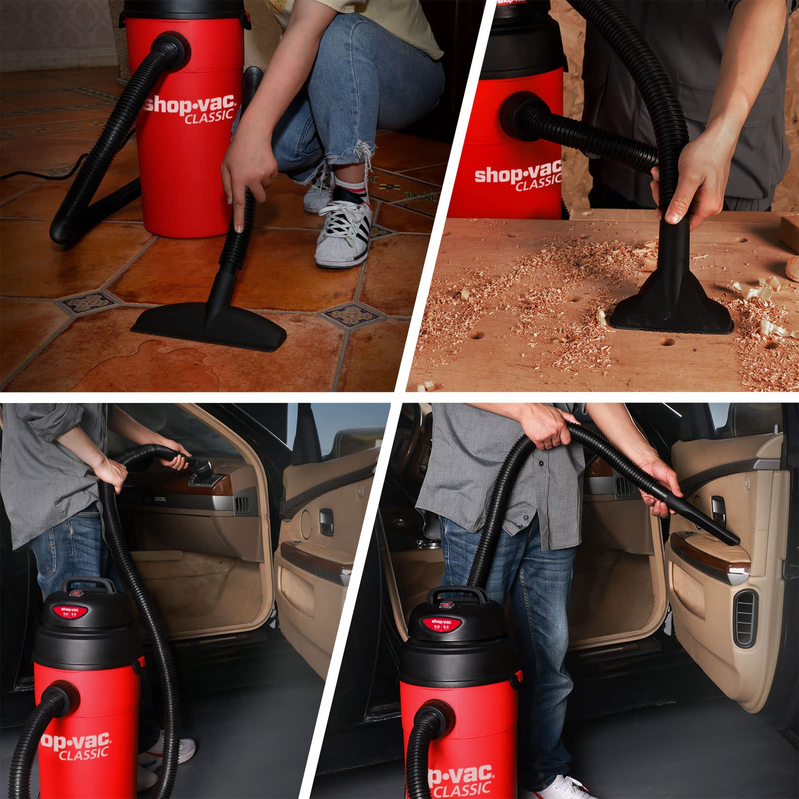 Shop-Vac 5 Gallon 5.5 Peak HP Wet/Dry Vacuum, Wall Mountable Compact Shop Vacuum with 18' Extra Long Hose & Attachments, Ideal for Jobsite, Garage, Car & Workshop. 9522236