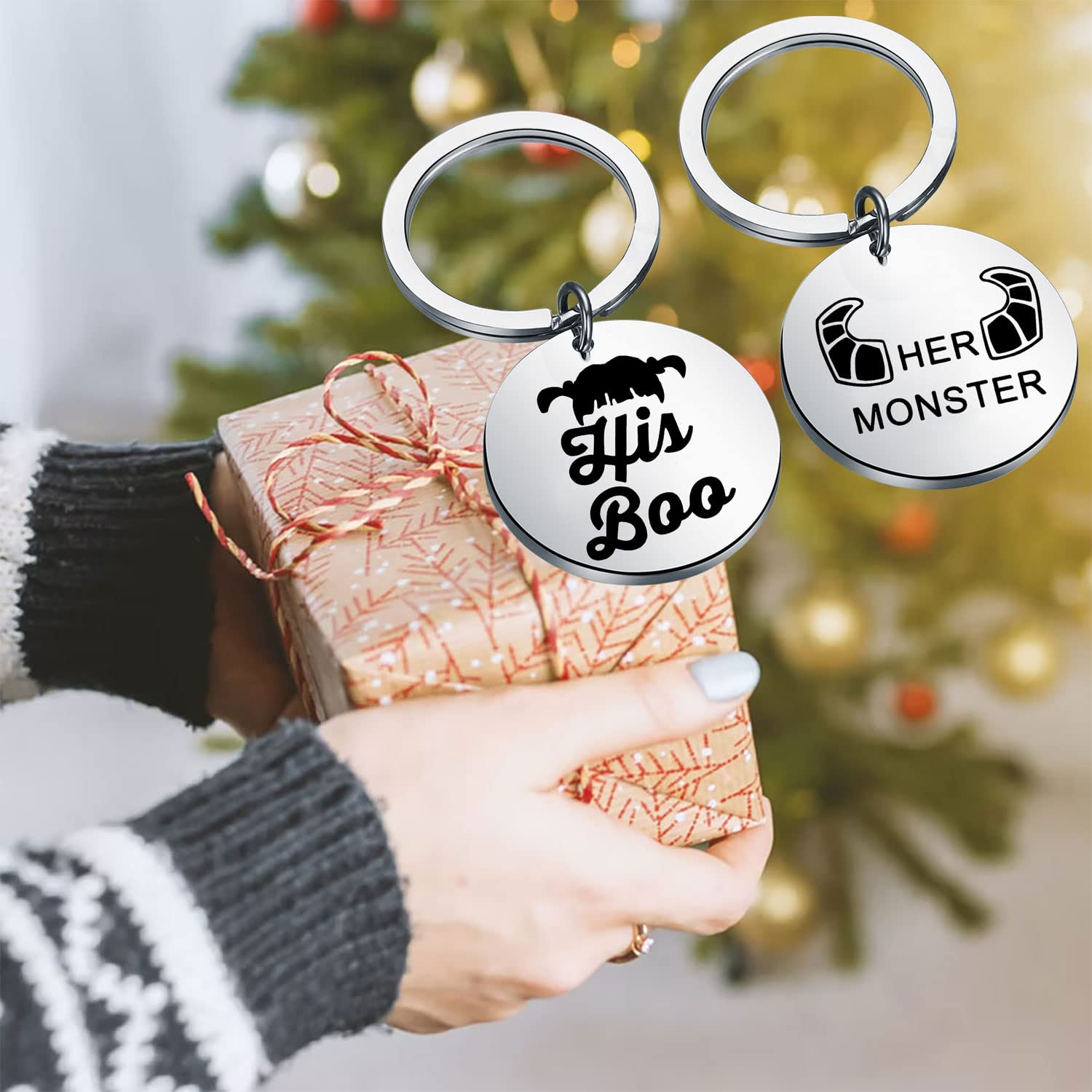 Movie Inspired Couple Keychain Set Her Monster His Boo Monster Matching Couple Gift (HER MONSTER US)