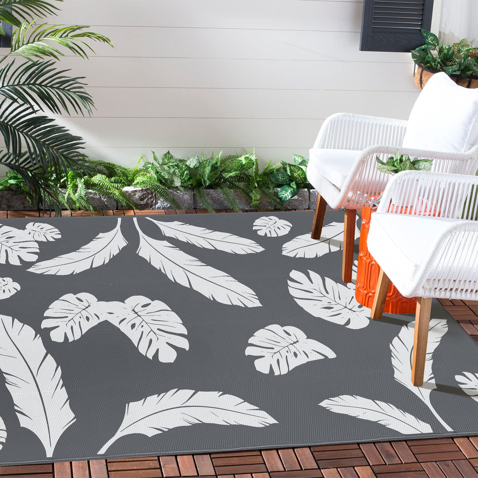 Lavezee Outdoor Rugs 6x9 Waterproof Indoor Outdoors Camping Area Rug for Patio, RV, Picnic, Bedroom, Kitchen, Reversible Portable Large Floor Mat