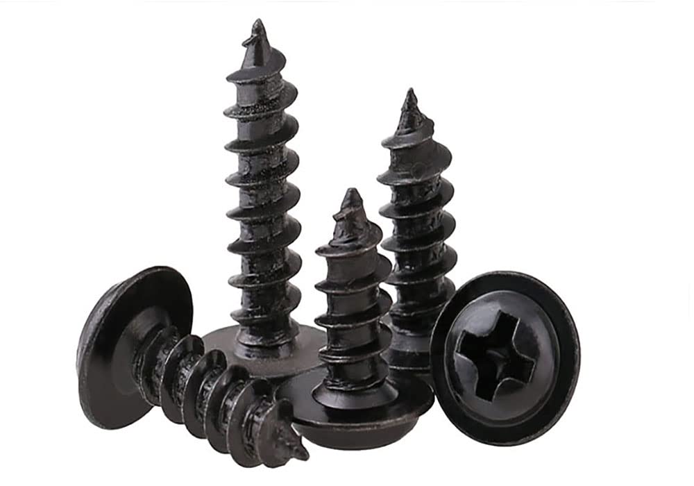 Smartsails M2.3 M2.6 M3 Phillips Round Head Carbon Steel Black Self Tapping Screws, Round Head Screws, Pan Head Screws with Washers 9 Sizes Self Tapping Screw Combo Kit,(990PCS)
