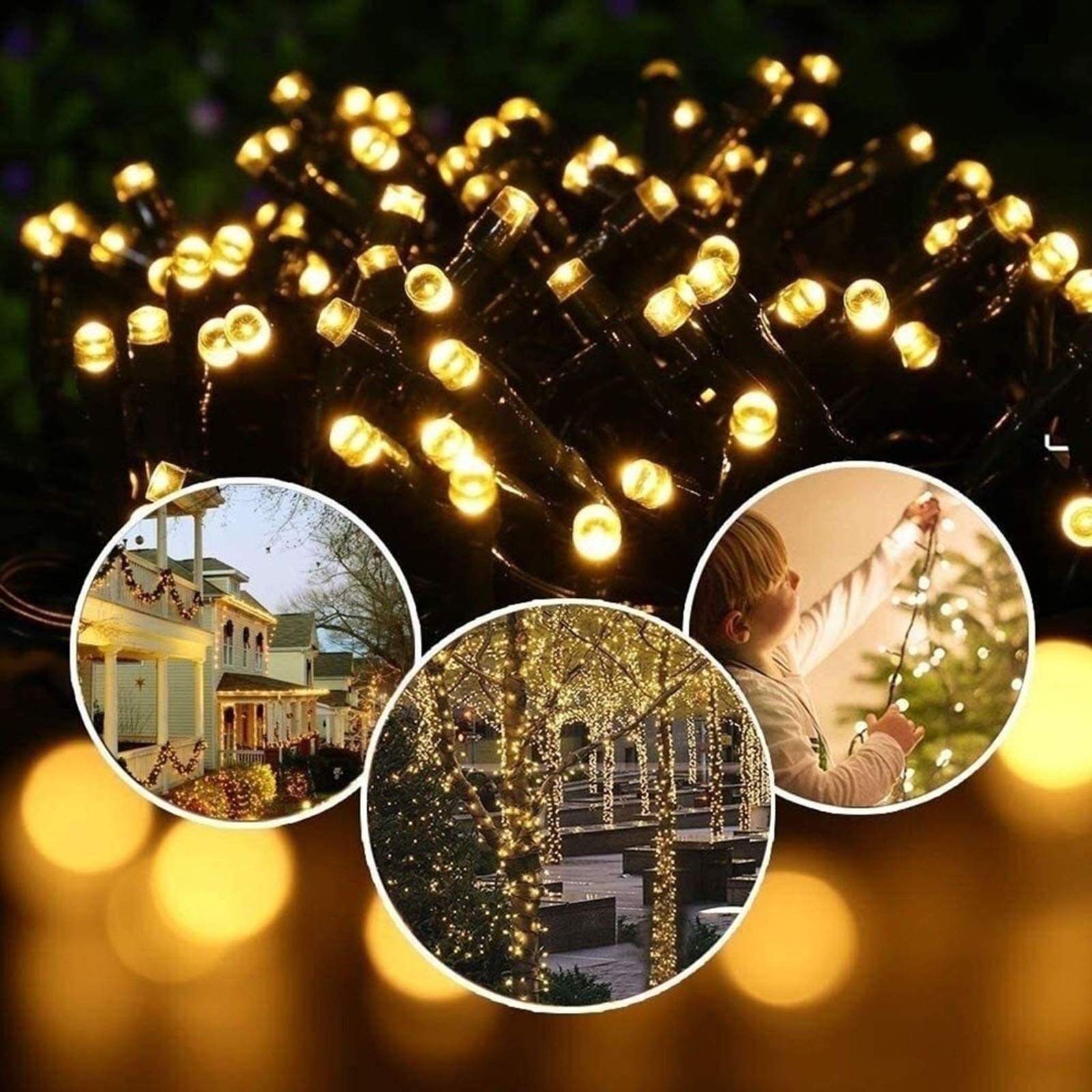 LIUPENGWEI 8Modes Solar Power Fairy String Lights Outdoor Decorative Light Waterproof IP65 with Light for Garden Home Wedding Party Christmas Halloween Decoration Lights String Garden Ghost Light