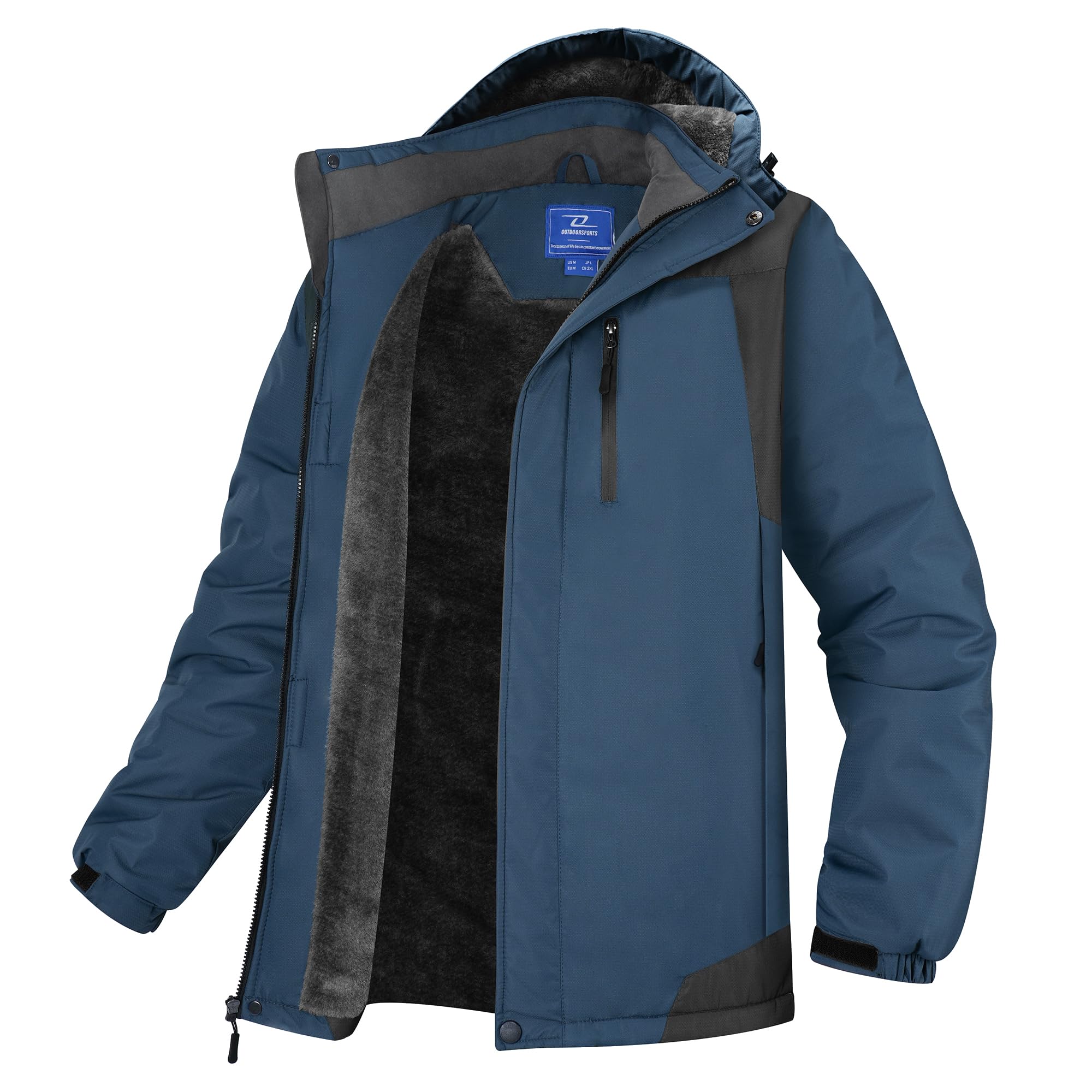 Purltoan Waterproof Jackets for Men Winter Windproof Snowboarding Ski Raincoat Mountain Camping Hiking Fishing Soft Shell Coats Blue S