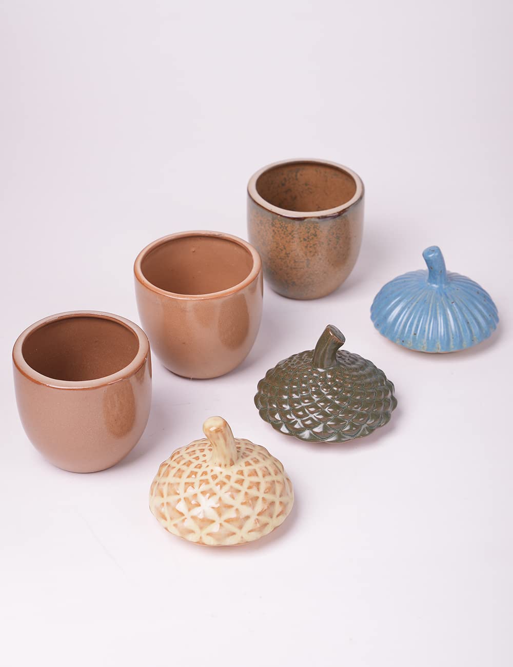 NENBOLEC 3pcs Cookie Jar Candy Dish Snack Tray Pinecone Gifts Sculpture Modern Decor Statue Table Centerpiece Crafts Ceramic Figurine Arts 4.7 inch