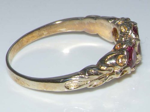 LetsBuyGold 10k Yellow Gold Natural Pink Tourmaline Womens Trilogy Ring - Size 5.75