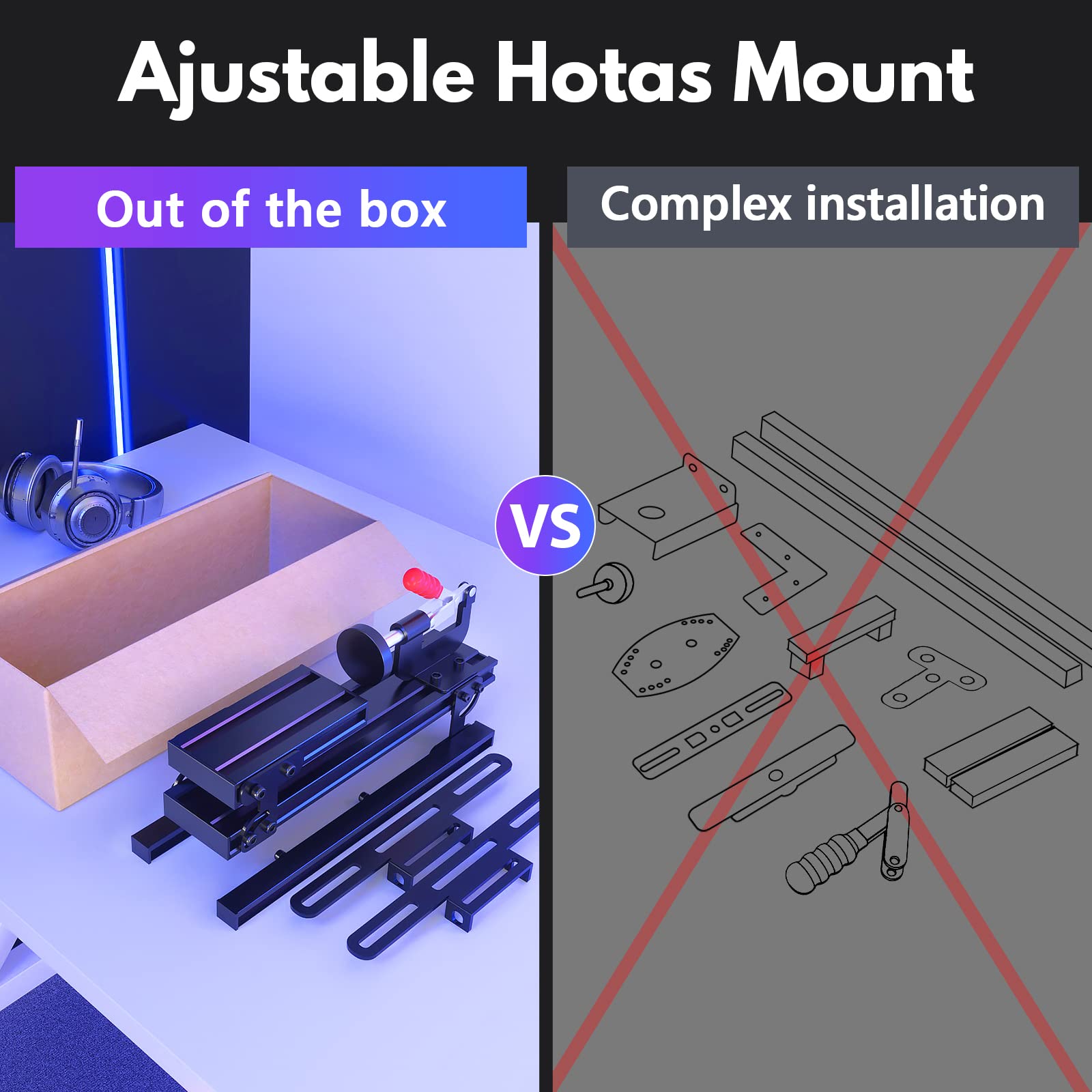 RACGTING Hotas Mount for Logitech X56/X52/X52 Pro No Installation Joystick Mount for Thrustmaster T Flight HOTAS/T.16000M FCS HOTAS/TCA Officer Pack Airbus Edition,Hotas Desk Mount for Flight Sim Game