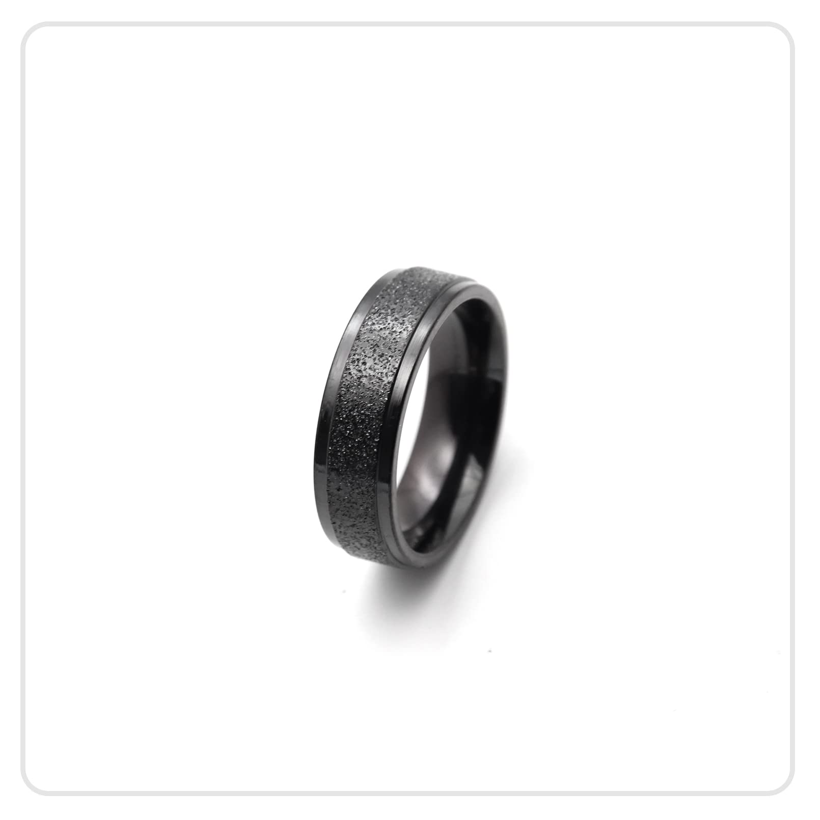 Nsitbbuery Hip Hop Jewelry Black Sandblast Band Ring(Black(12))