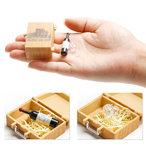 Miniature Wine Set Miniature Wine Bottles Mini Wine Glasses Goblet Cups Miniature Plastic Wine Box with Handle for 1:6 Action Figures Accessories Christmas Birthday Gifts