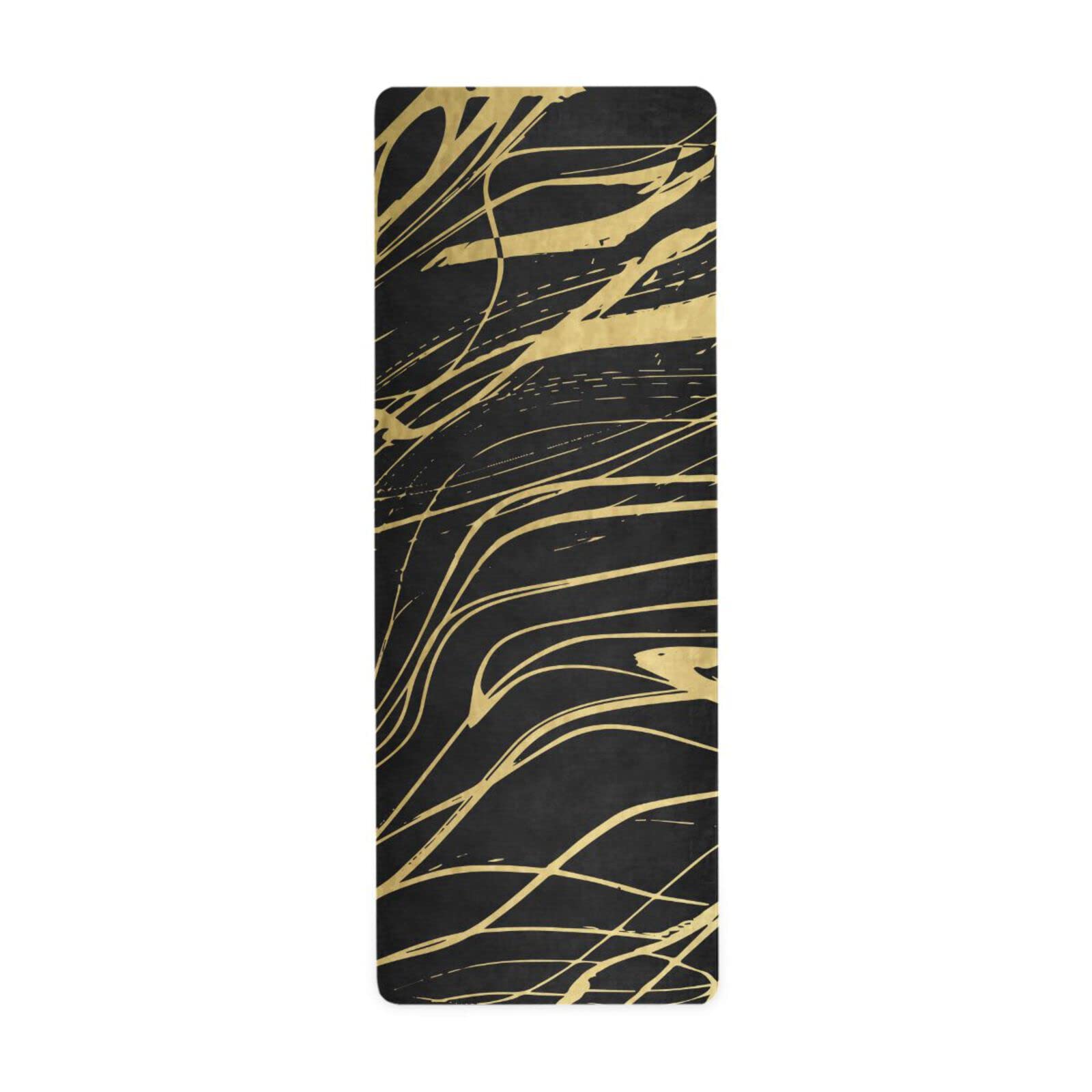 senya Gold Black Marble Yoga Mat Cover, Non Slip Exercise Mat Cover High Performance Grip, Coming with Carry Bag(228vb9a)