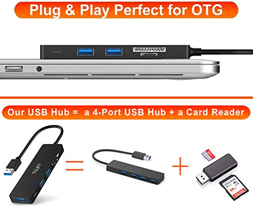 TSUPY USB 3.0 HUB 7 USB Port with 3.3FT Extended Cable,USB Data Hub with SD Micro SD Card Reader & 3 USB 3.0 Ports