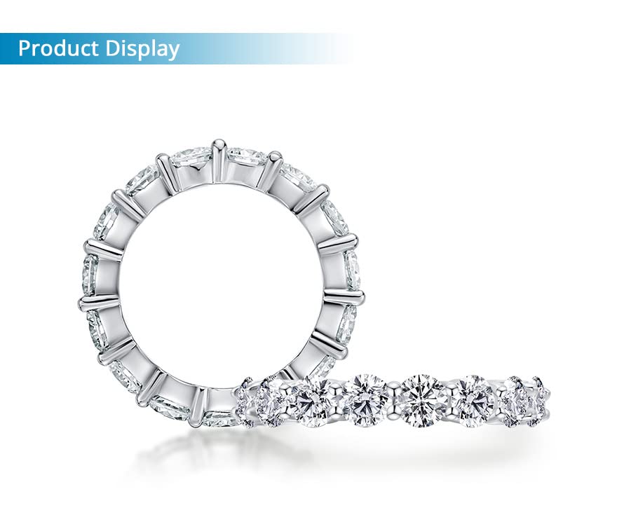 pickyegg.com Eternity Moissanite Ring 4mm/0.3ct 16pcs 5cttw D Color Lab Created Diamond Sterling Silver Eternity Wedding Band Ring for Women (10)