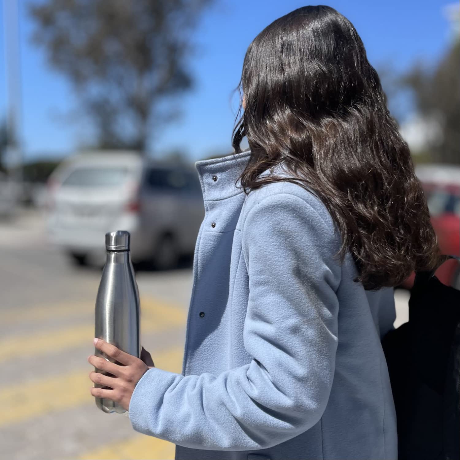 LaserGram Single Wall Stainless Steel Water Bottle, Skateboarding, Personalized Engraving Included