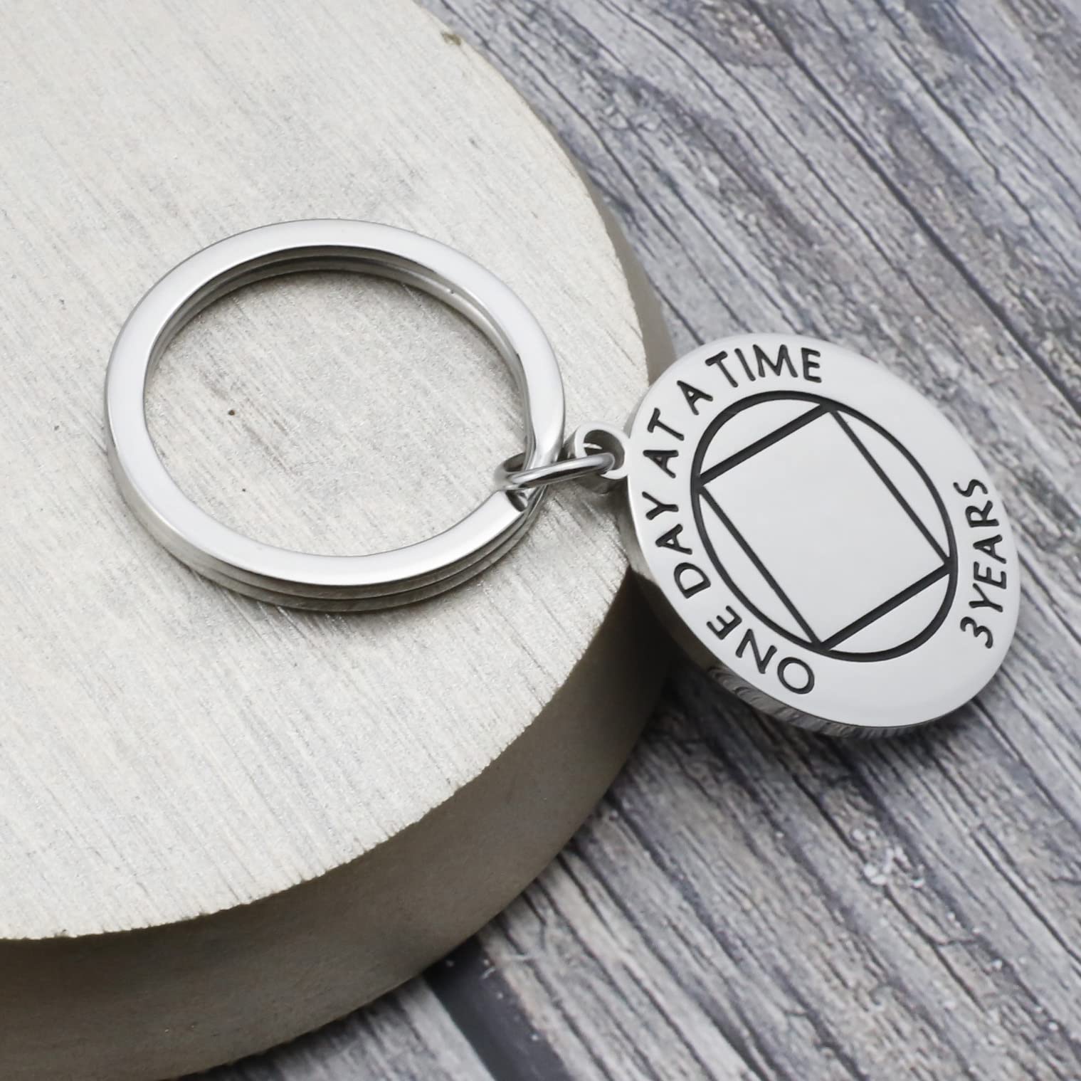 NC NA Sobriety Gift Anonymous keychain Recovery Gift NA Jewelry NA One Day At A Time Keychain for Him Her (NA-3YEARS KS)