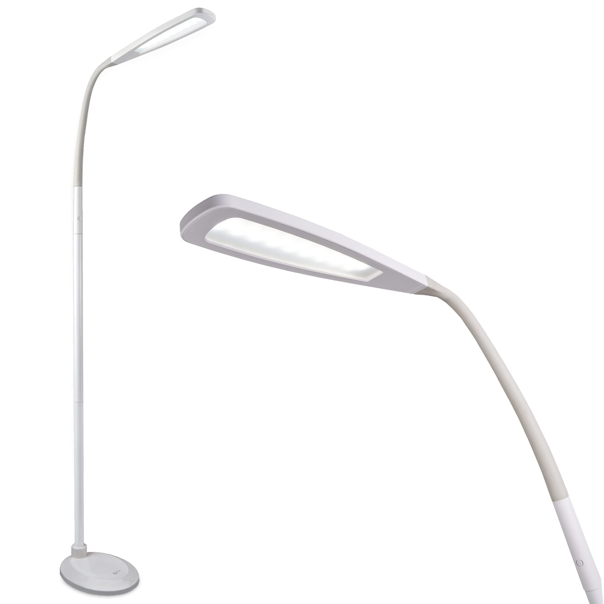 OttLite LED Standing Floor Lamp with Adjustable Flex Neck - Dimmable with 3 Brightness Levels & Energy Efficient Natural Daylight LEDs - Stable Base for Living Room, Dorm, Bedroom, Office & Workshop