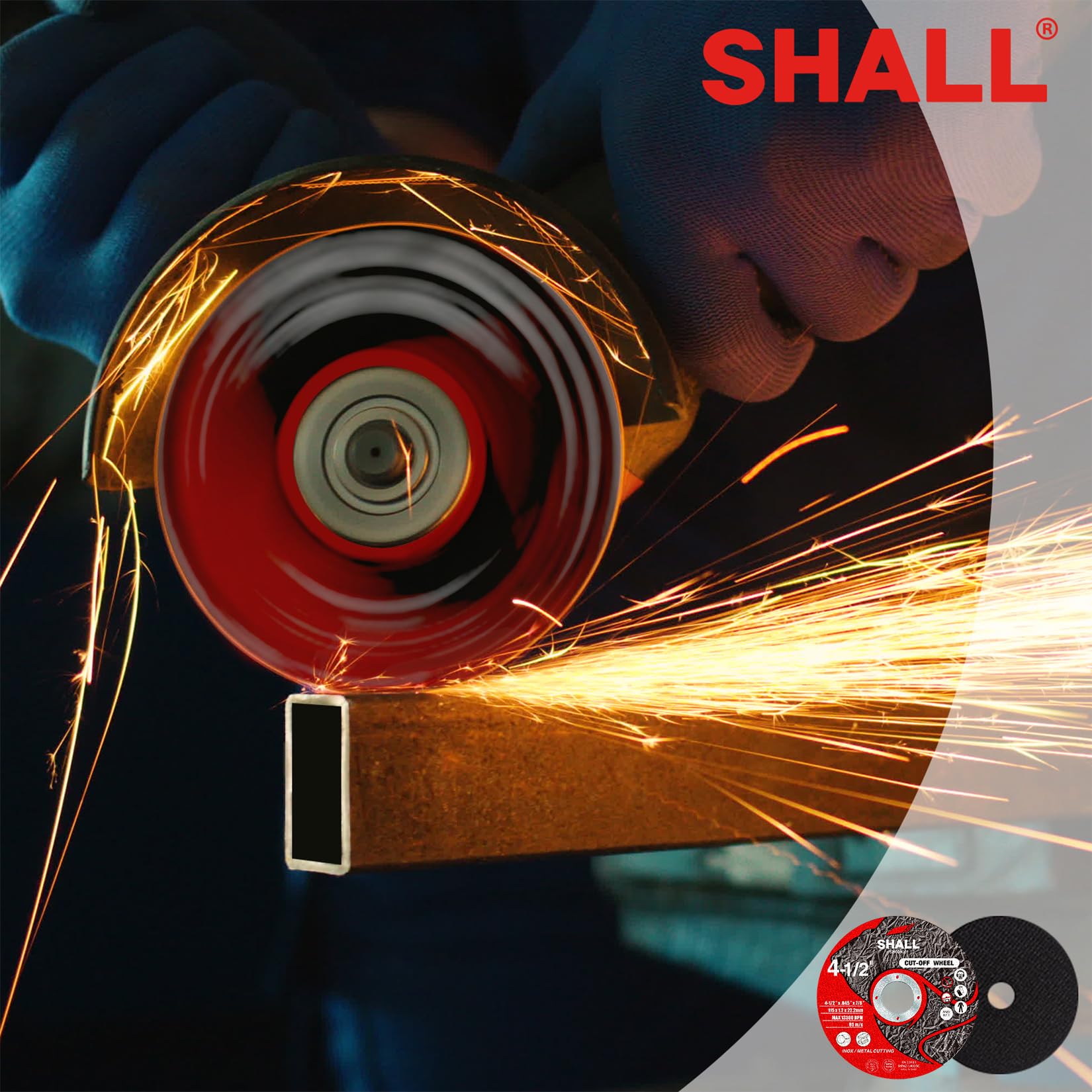 SHALL 50-Pack Cut Off Wheels 4 1/2 x 7/8 Inch, Cutting Wheel with Pouch for Angle Grinder, 4.5β Metal & Stainless Steel Fast Cutting Disc, Grinder Wheel for General Purpose Metal Cutting