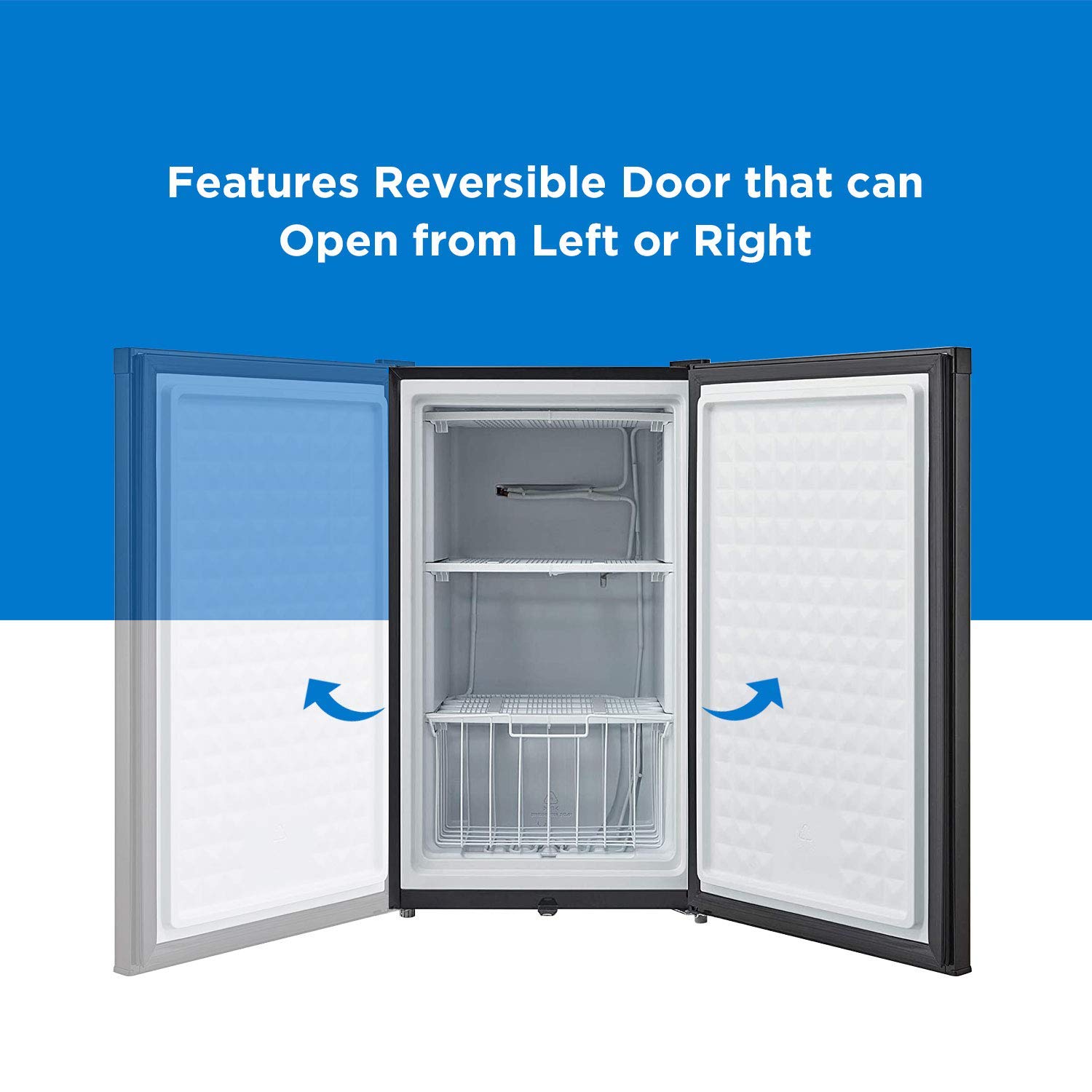 Midea MRU03M2ABB Upright Freezer 3.0 Cubic Feet with Door Lock, Black (Renewed)