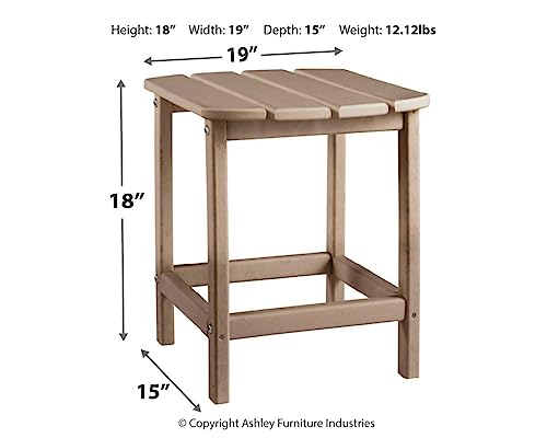 Signature Design by Ashley Sundown Treasure Outdoor Patio HDPE Weather Resistant End Table, Brown