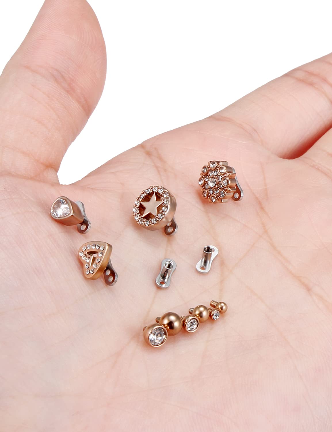 Msndnkwo 14G Dermal Piercing Jewelry Internally Threaded Dermal Anchor Tops and Base Titanium Microdermals Piercing for Women Men, CSY-0091
