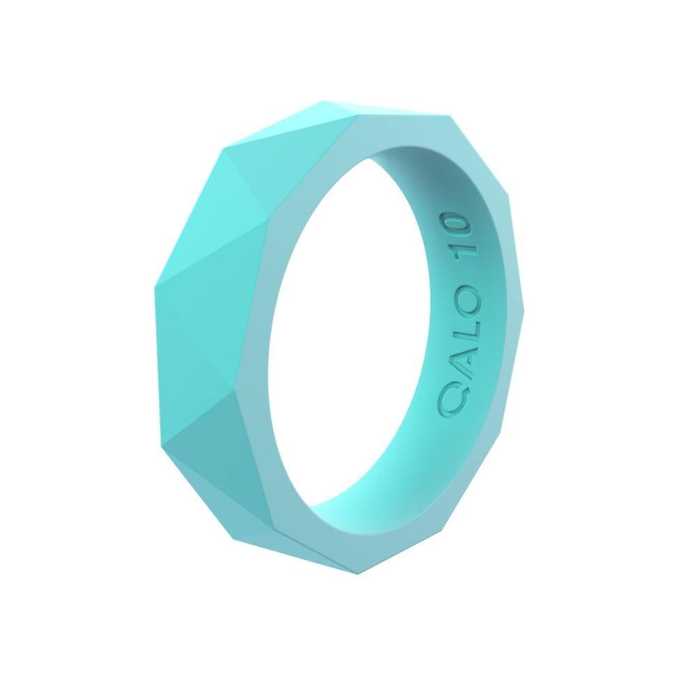 QALO Women's Rubber Silicone Ring, Prism Rubber Wedding Band, Breathable, Durable Engagement Silicone Ring, 4.9mm Wide 2.1mm Thick, Blush, Size 7