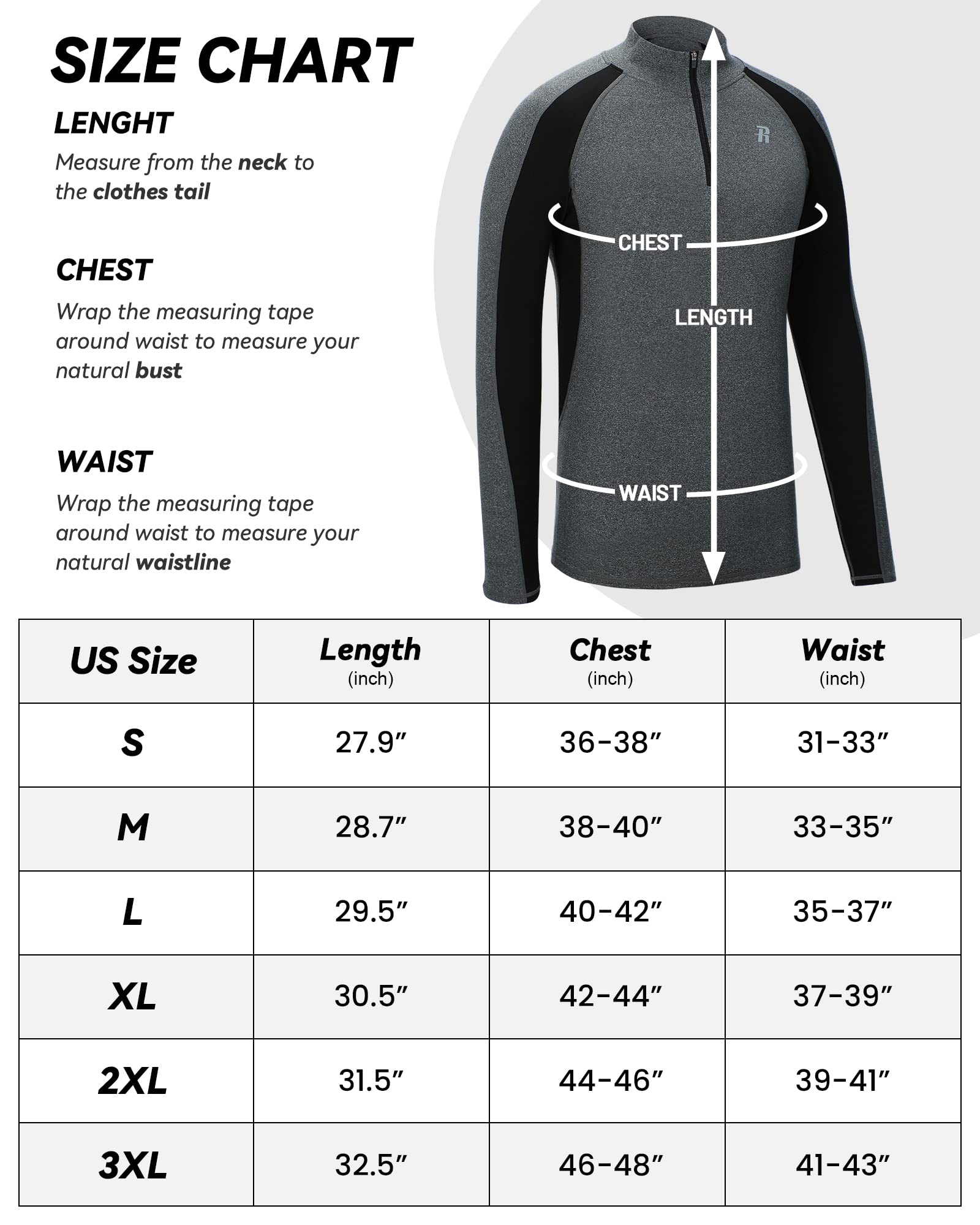 Runhit Mens Quarter Zip Pullover Compression Shirt for Men Ultra Soft Fleece Pullover Men Thermal Long Sleeve Shirt Outdoor Sports Golf Medium Grey