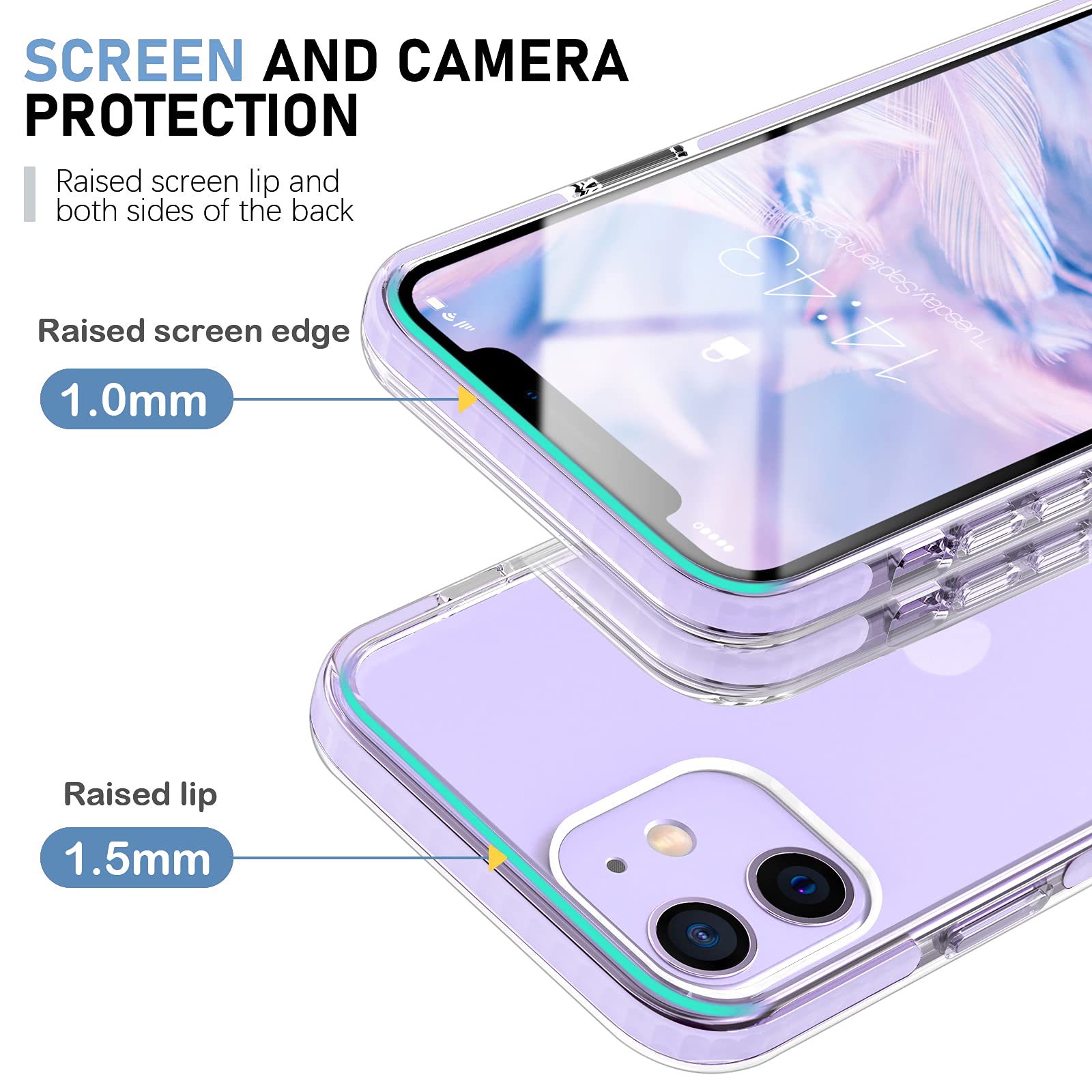 MATEPROX Compatible with iPhone 12 Pro Case and iPhone 12 Cases Clear Thin Slim Crystal Transparent Cover Shockproof Bumper Case(Light Pink)