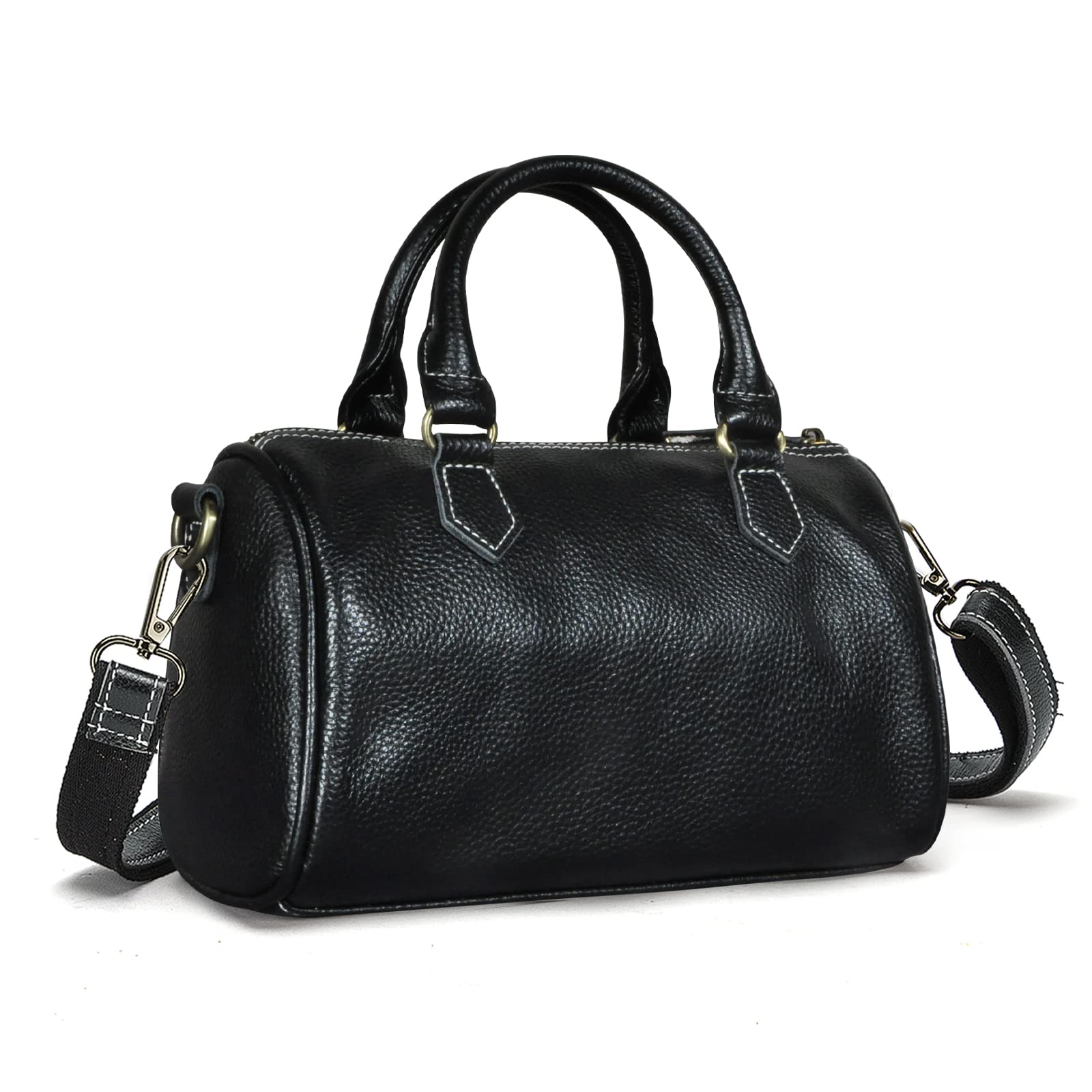 Nujenren Womens Ladies Top Soft Genuine Leather Messenger Shoulder Evening Tote Handbag Top Handle Bag Purse Crossbody (Black)