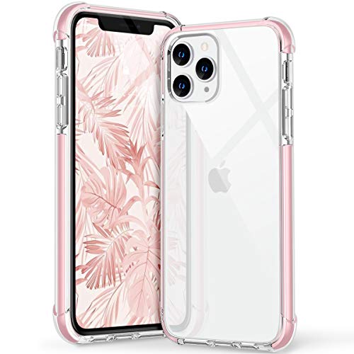 MATEPROX Compatible with iPhone 11 Pro Max Case Clear Heavy Duty Protective Crystal Back Cover with Shockproof Bumper Case for iPhone 11 Pro Max 6.5 (Clear Pink)