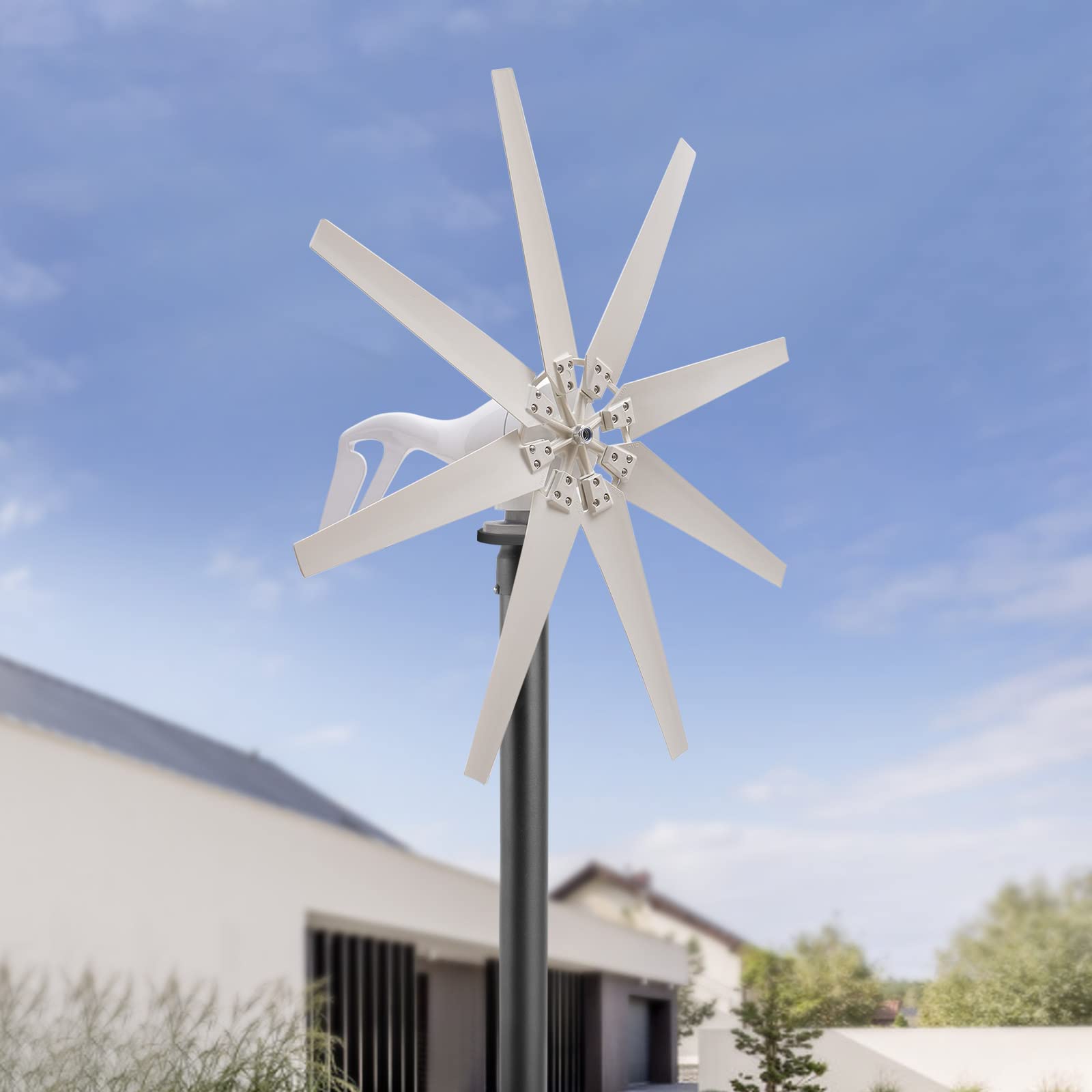 MANULOOT Wind Turbine Generator 600W 8-Blade Wind Power Generator, 12V Wind Turbine Generator Kit for Marine, RV, Home Windmill Generator Kit, Wind Power Generator| US Stock