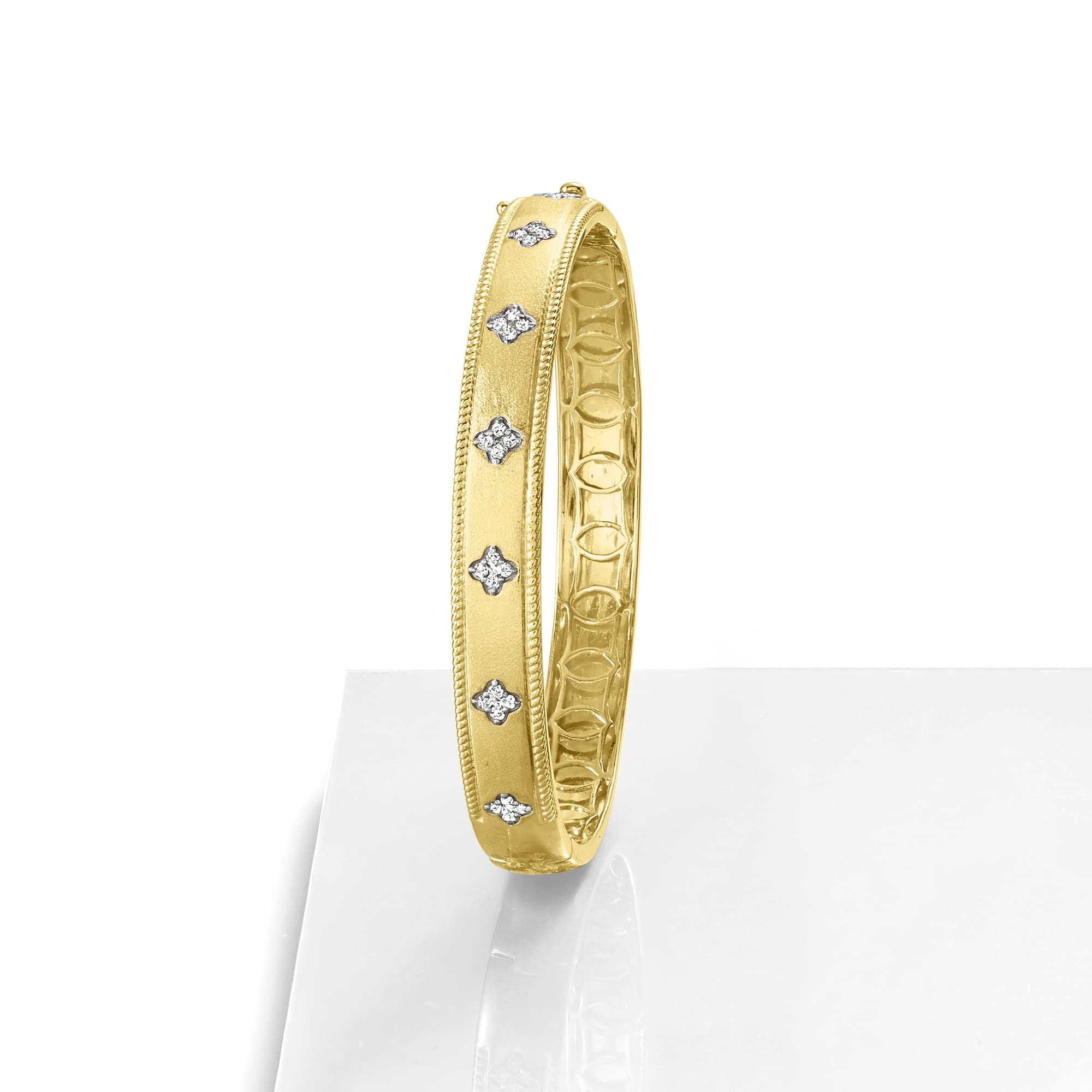 Ross-Simons 0.33 ct. t.w. Diamond Bangle Bracelet in 18kt Gold Over Sterling. 7 inches