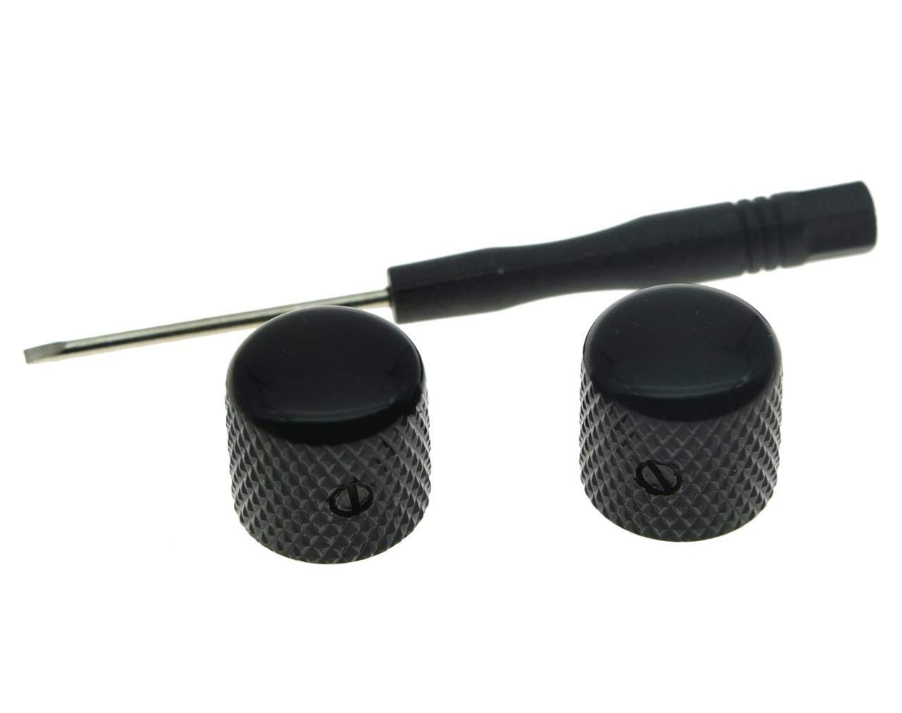 KAISH Set of 2 Black Metal Guitar Dome Knobs Bass Knob with Set Screw for Telecaster/Tele Guitar